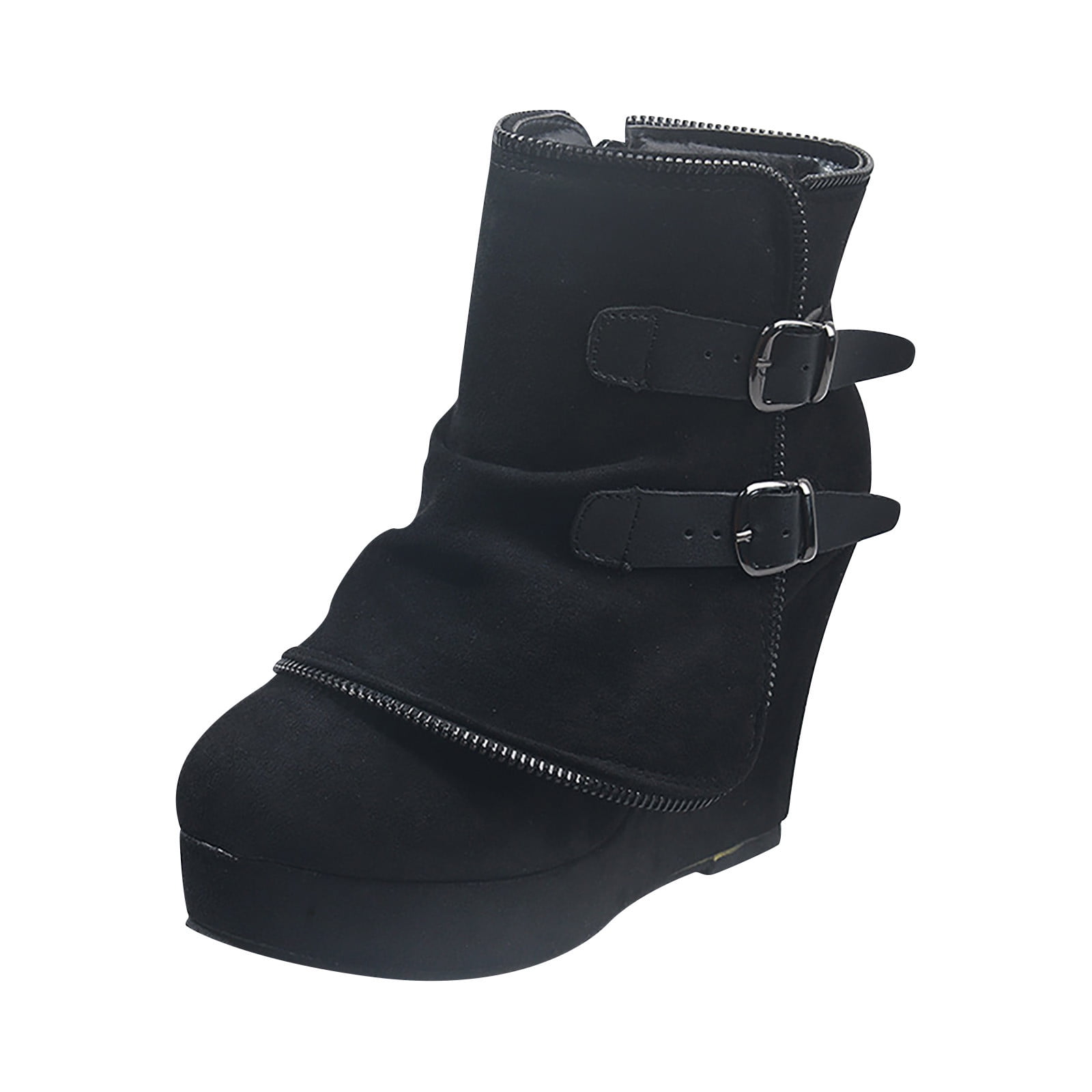 KBKYBUYZ Women's Round Toe Slope Heeled Clan Style Comfy Casual Shoes ...