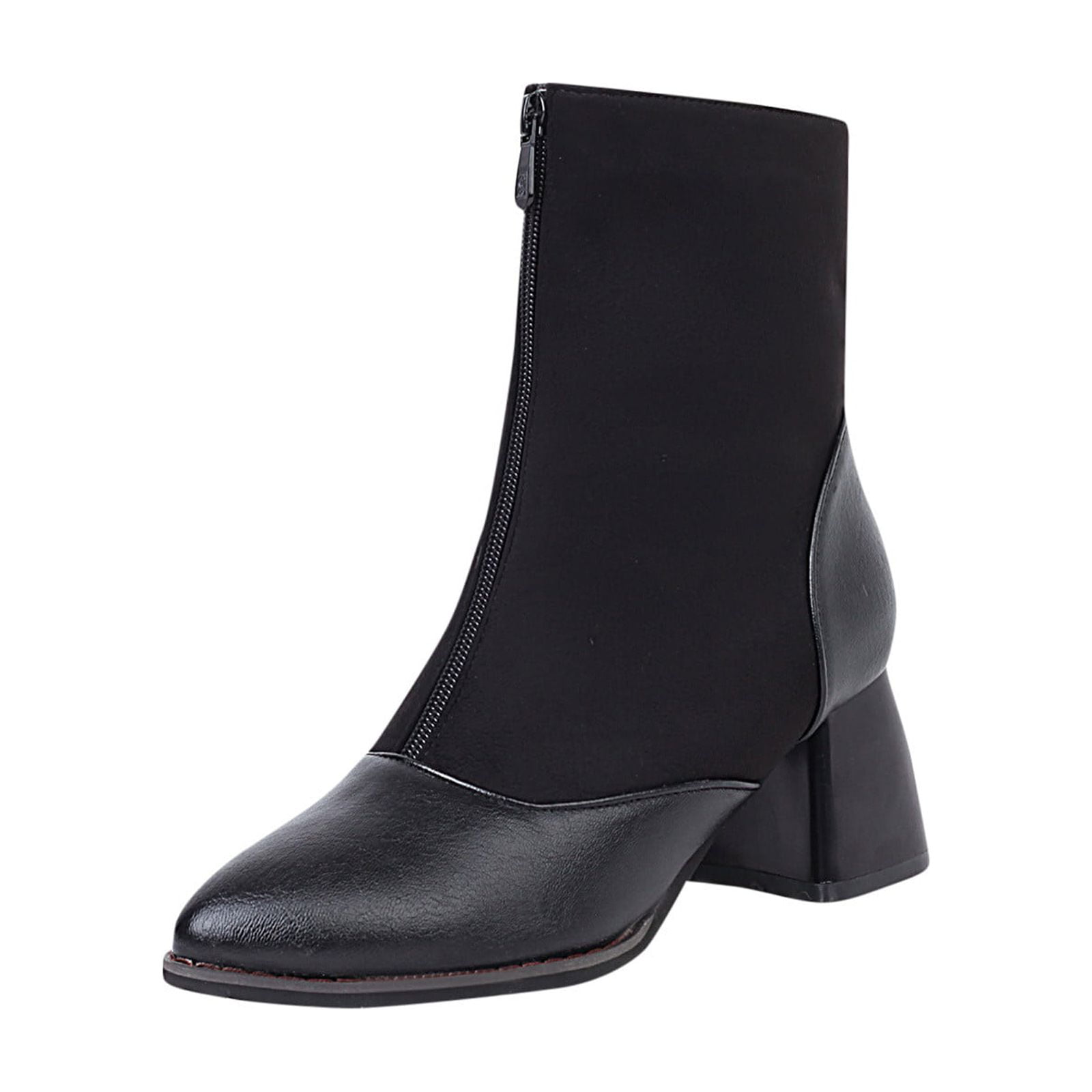 KBKYBUYZ Women's Winter Warm Leather Patchwork Suede Front Zipper High ...