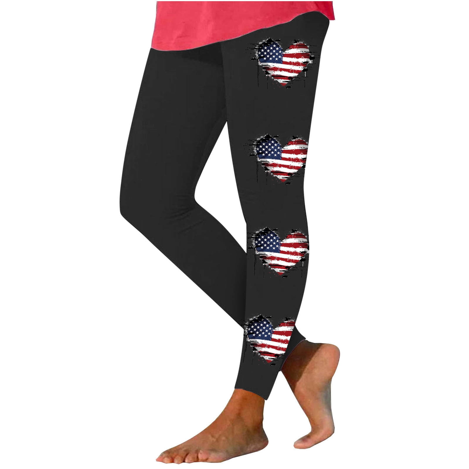KBKYBUYZ Womens 4th of July Leggings 2024 Trendy USA Flag Heart Print ...