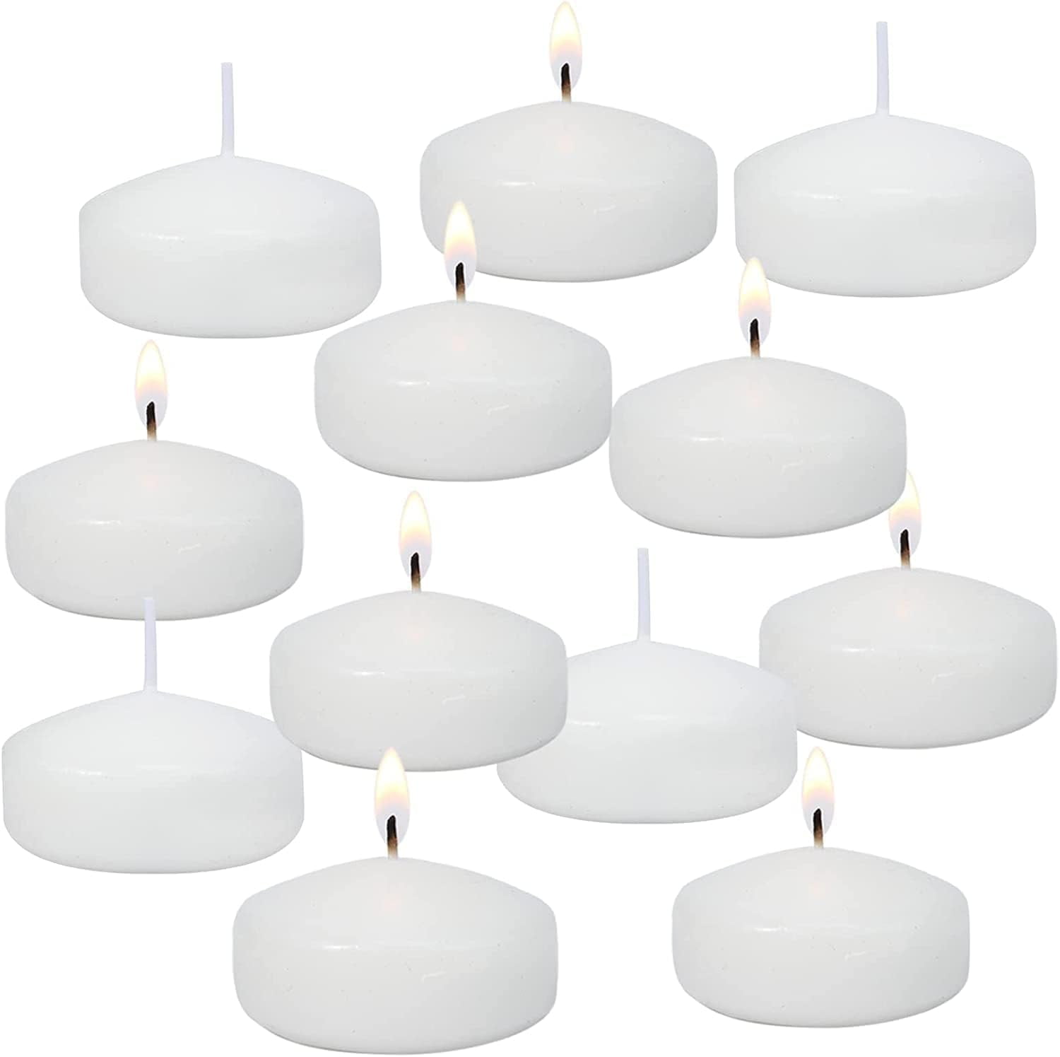 KBLLUNH Bulk Small Round 12 Pack White Unscented Floating Candles 2 ...