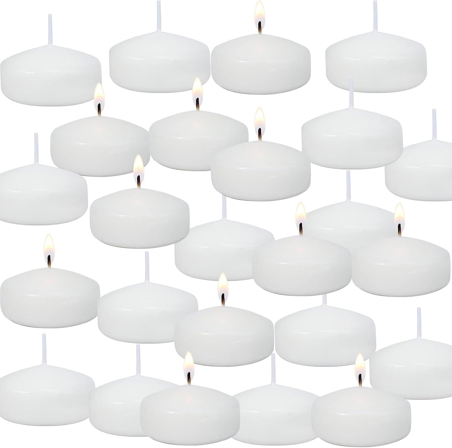 KBLLUNH Bulk Pack of 24 White Unscented 2 inch Floating Candles for ...