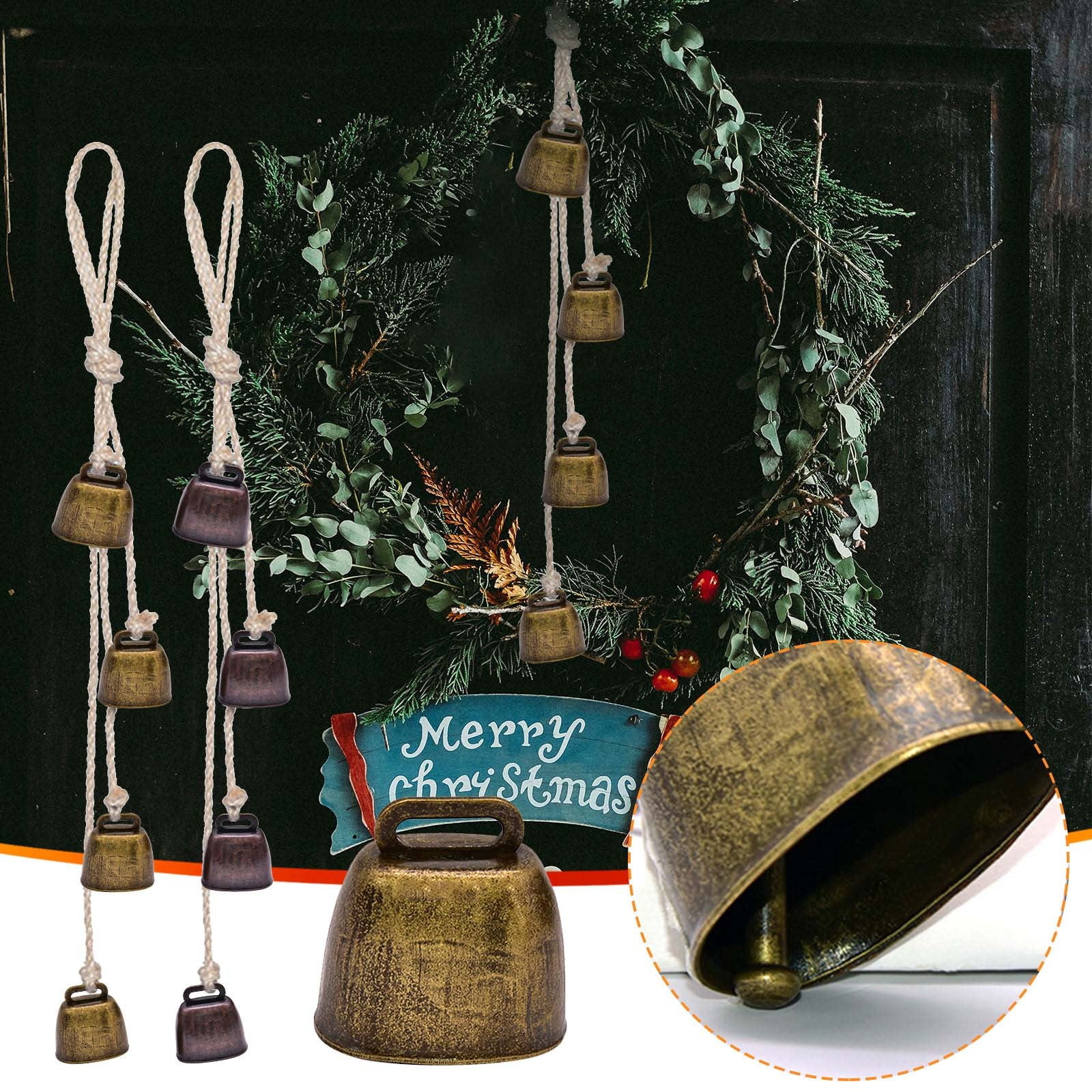 KBODIU Christmas Bell Brass Cow Shabby Style Rustic Metal Hanging Giant ...