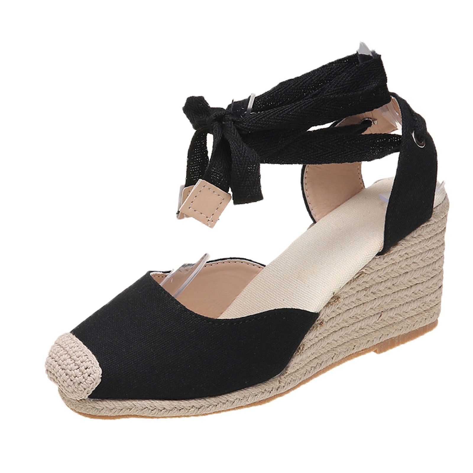 KBODIU Closed Toe Platform Wedge Sandals for Women Solid Color Wedge ...