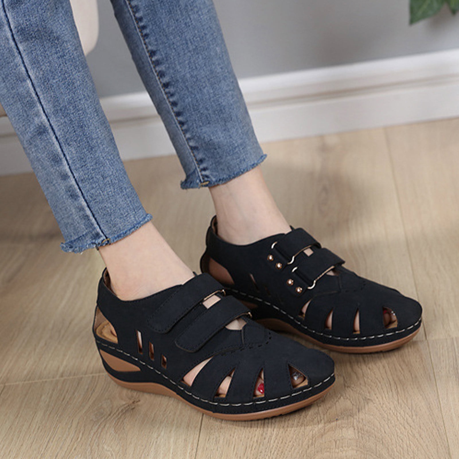 KBODIU Closed Toe Platform Wedge Sandals for Women, Women's Sandals ...