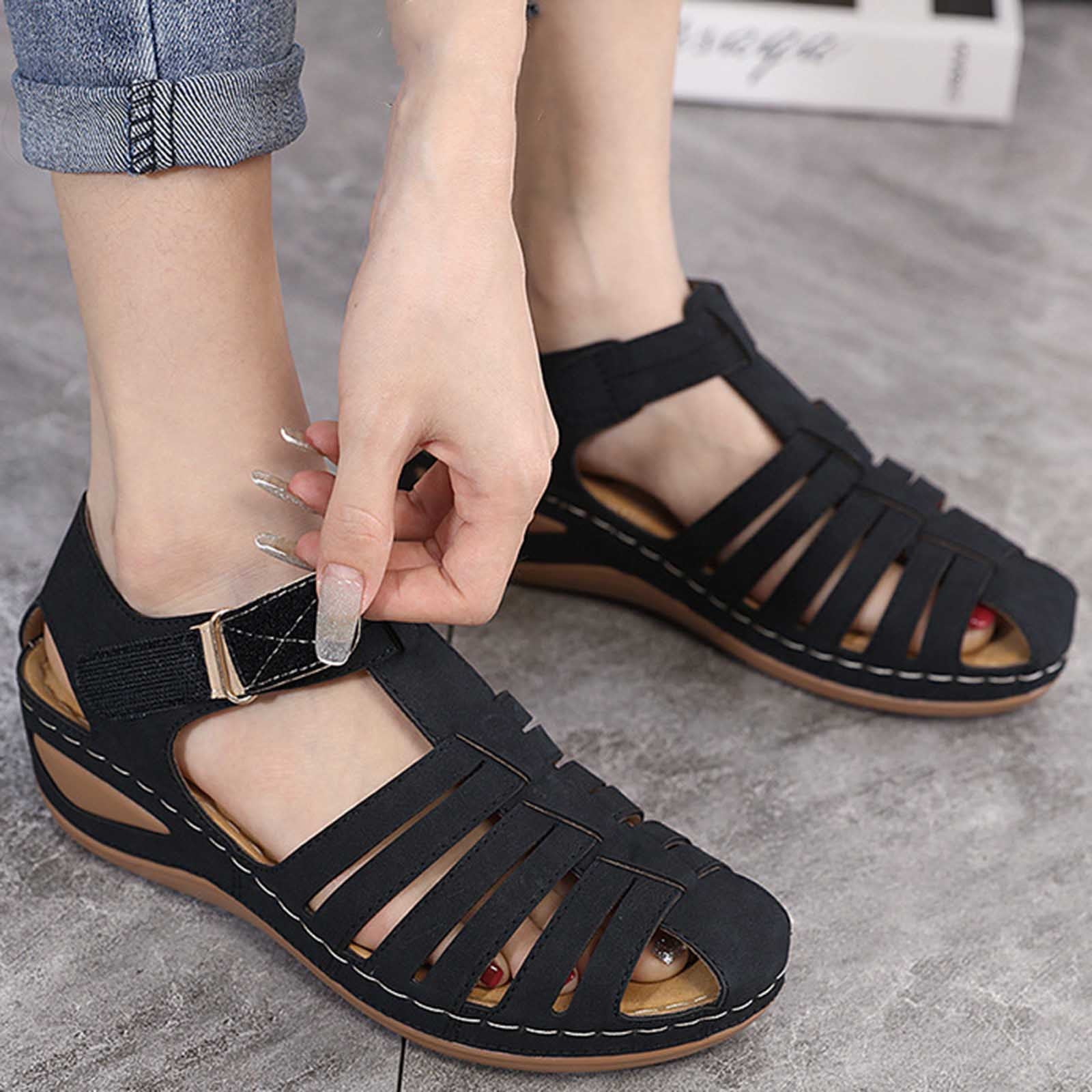 KBODIU Closed Toe Platform Wedge Sandals for Women, Women's Sandals ...