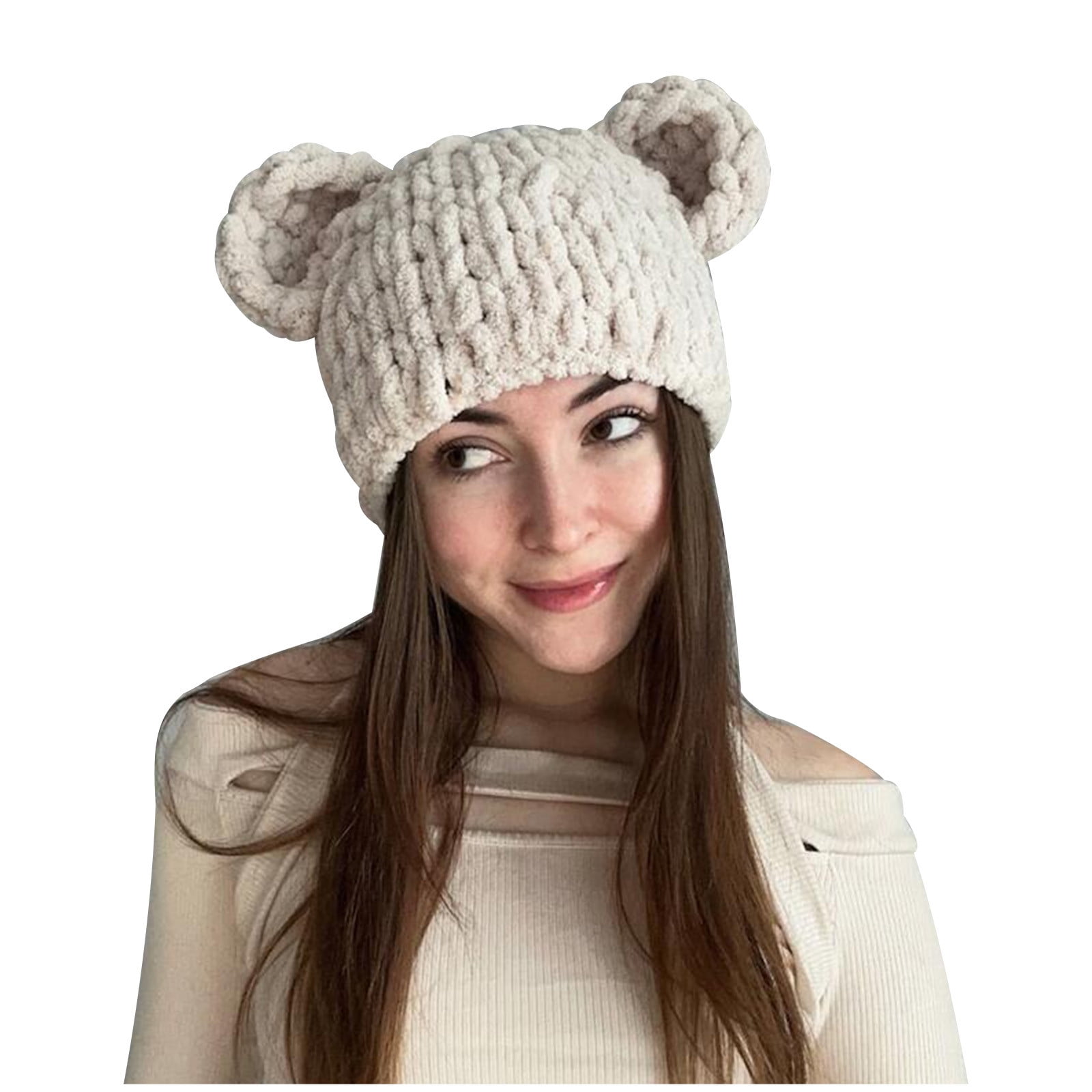 KBODIU Head Cover New Sweet Cool Wind Hat Hand-knitted Plush Hat Big ...