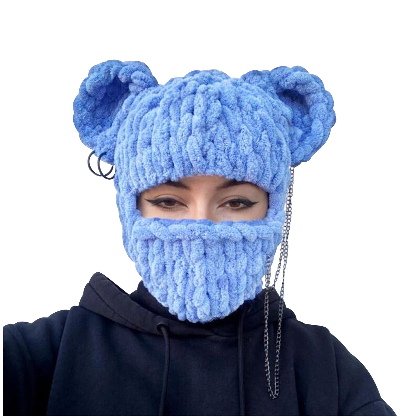 KBODIU Head Cover New Sweet Cool Wind Hat Hand-knitted Plush Hat Big ...