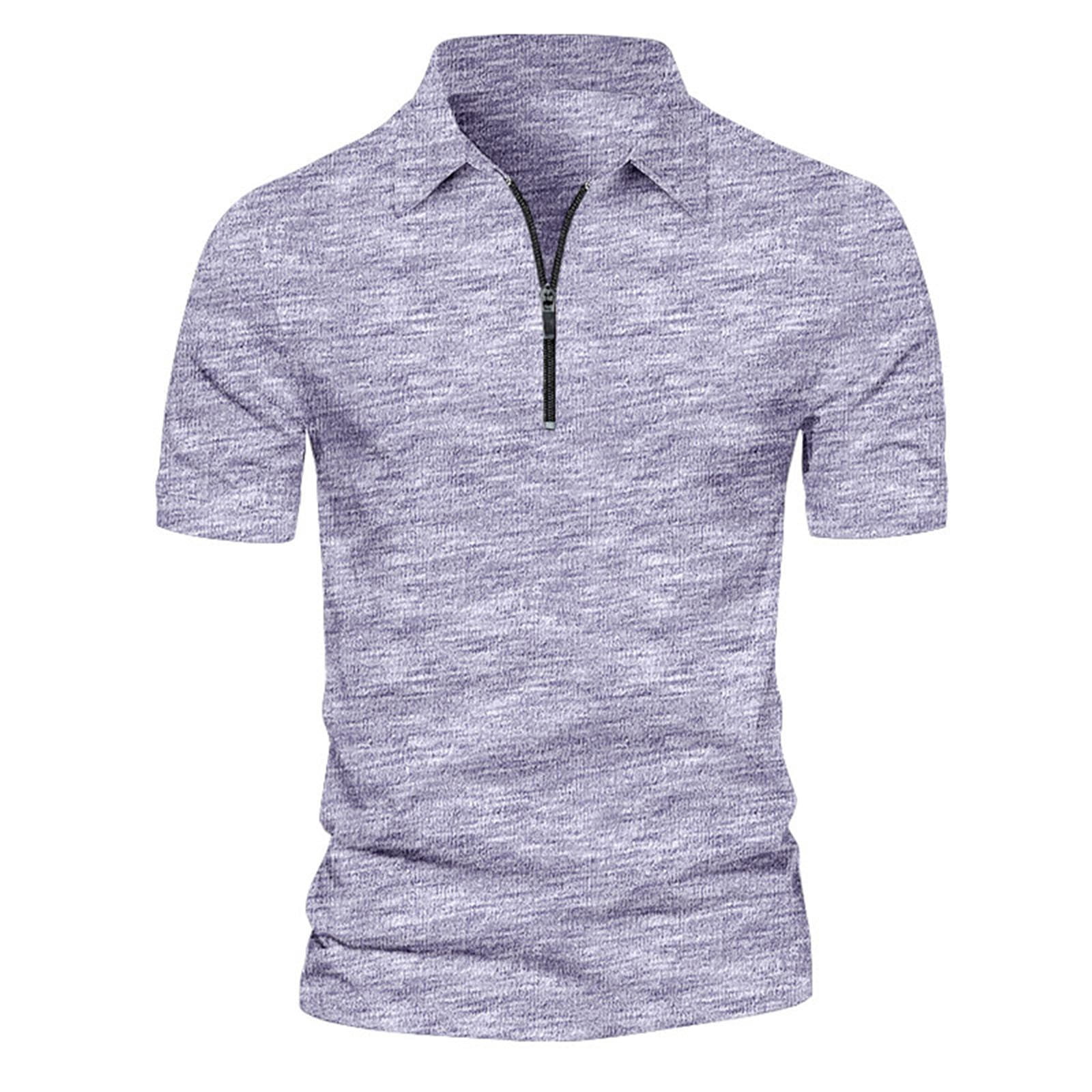 KBODIU Polo Shirts for Men Zipper Casual Classic Short Sleeve Mens ...