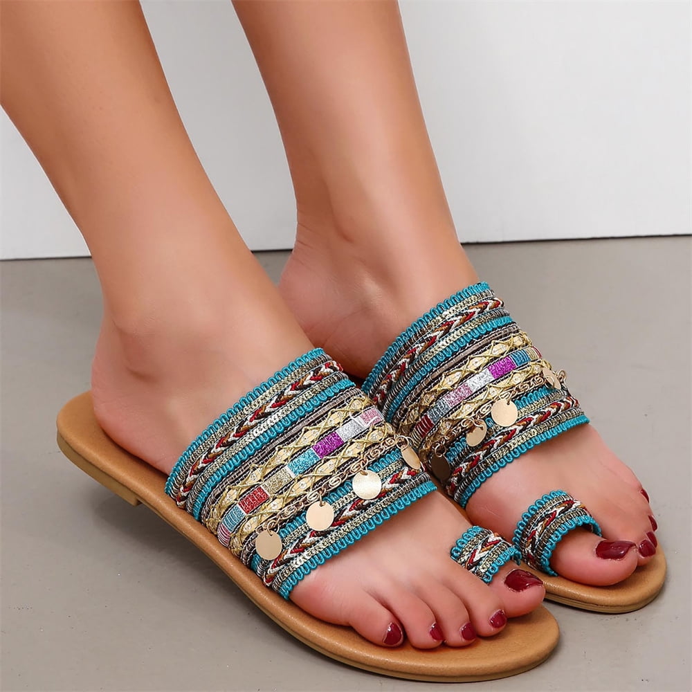 KBODIU Women's Comfort Slides Metal Decorative Sequins Slip-toe Flip ...