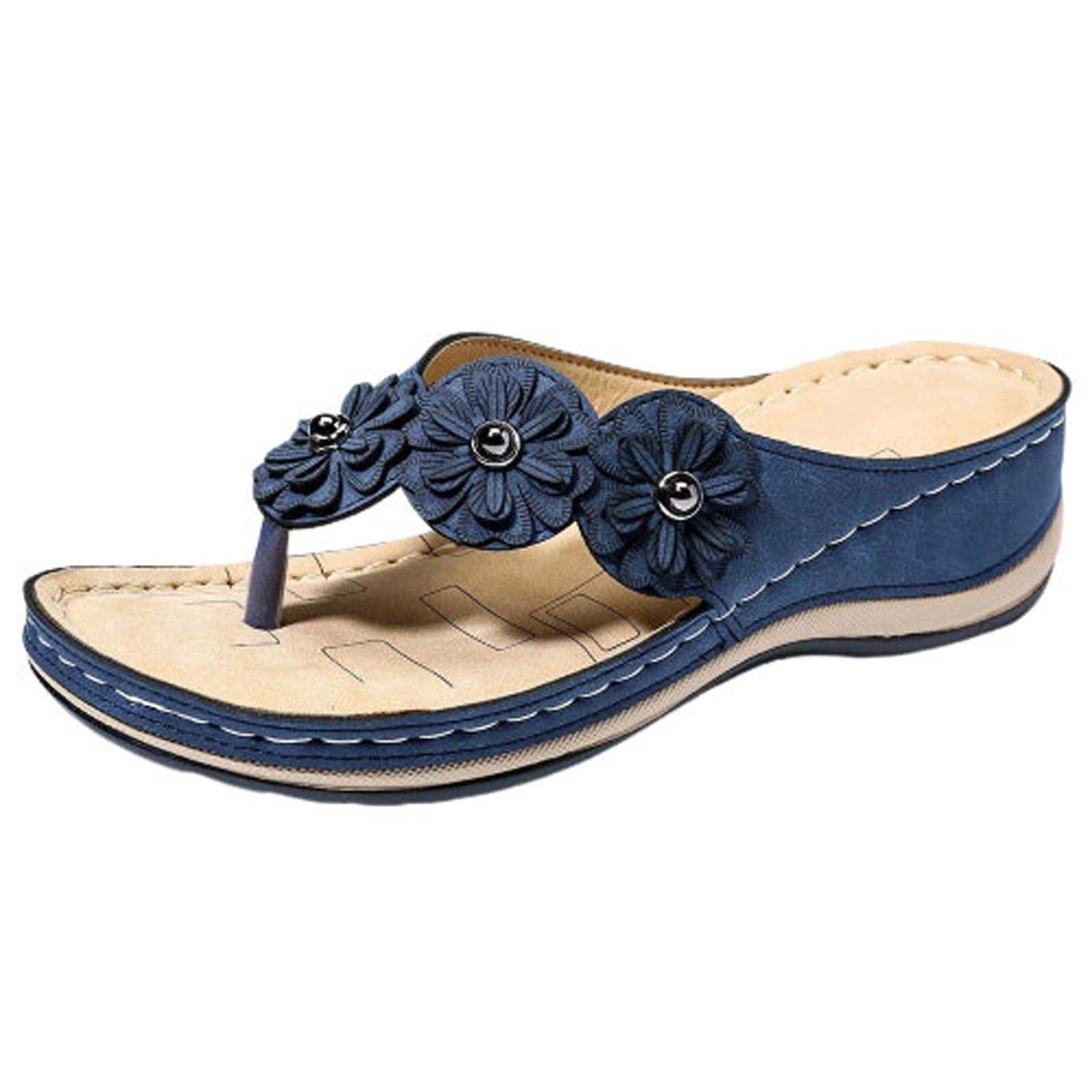 KBODIU Women's Flip-Flops with Arch Support Casual Slippers Peep Toe ...