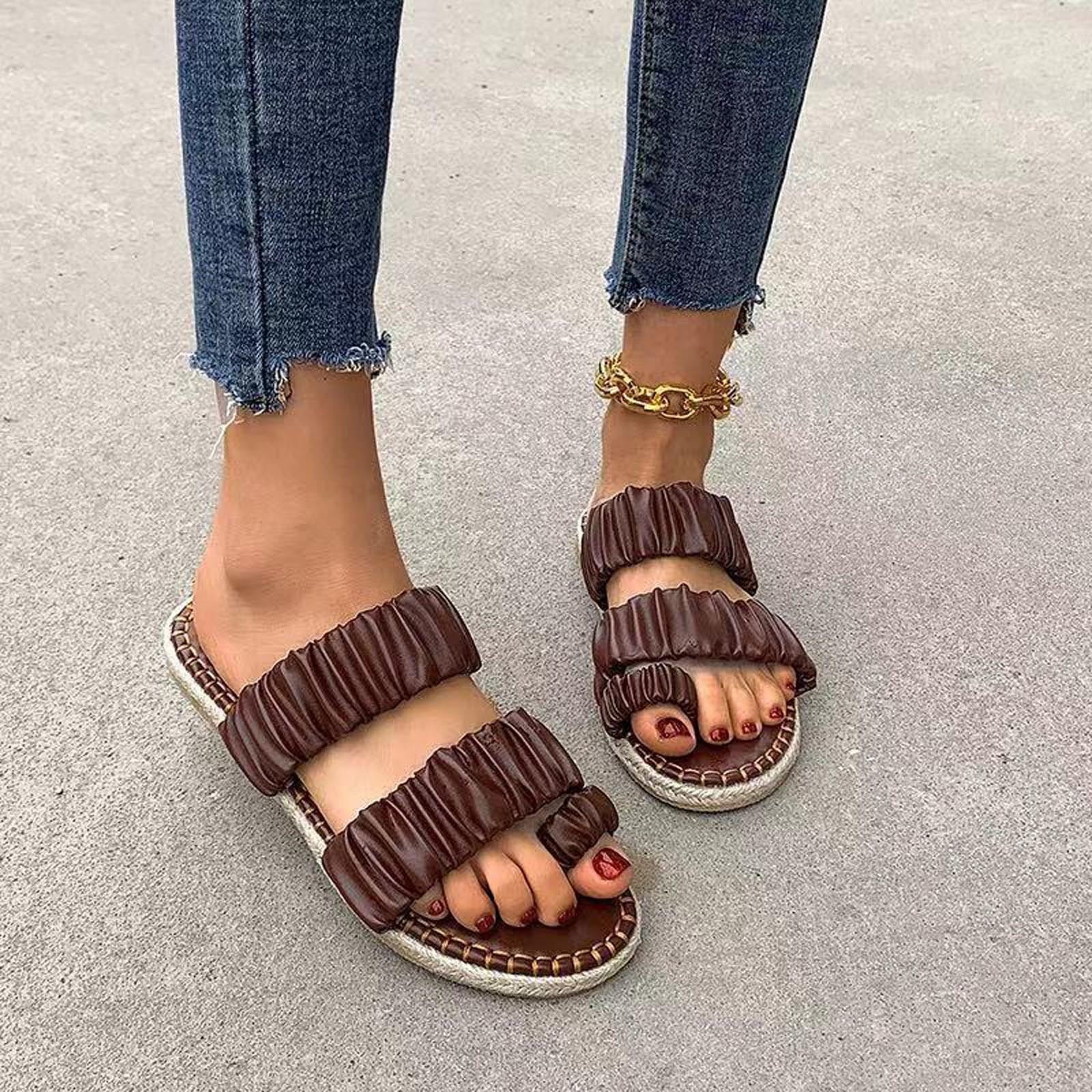 KBODIU Women's Flip-Flops Extremely Comfy Slides Sandals Car Stitching ...