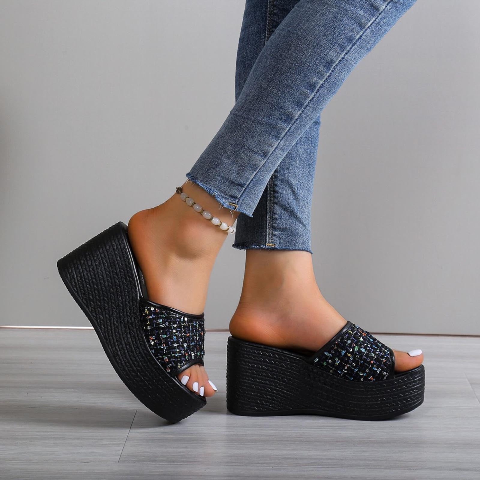 KBODIU Women's Platform Wedge Sandals Extremely Comfy Slides Sandals ...