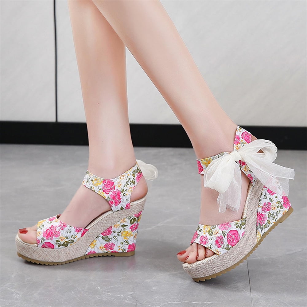 KBODIU Women's Wedge Heels, Women Wide Width Heels Sandals Fish Mouth ...