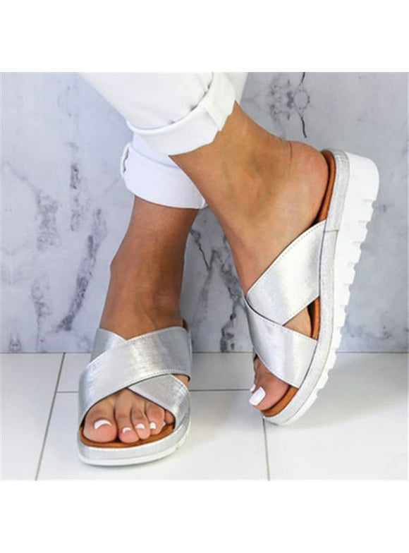 Silver Wedge Sandals