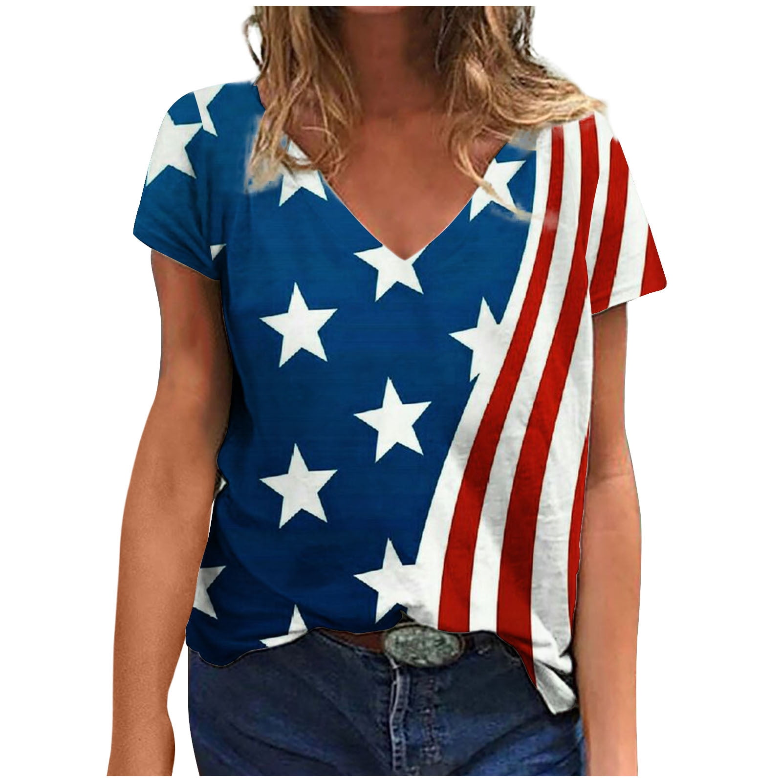 KBODIU Womens Tops Hide Belly Tunic Printed Short Sleeves Shirts Flowy ...