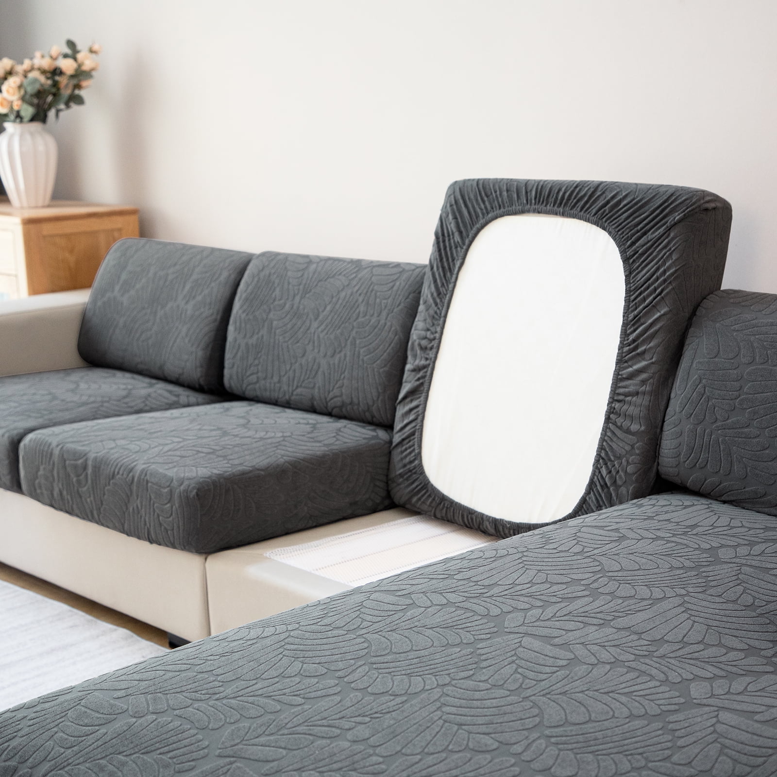 KBOOK 1/2/3 Seat Stretch Couch Cushion Covers Jacquard Sofa Seat ...