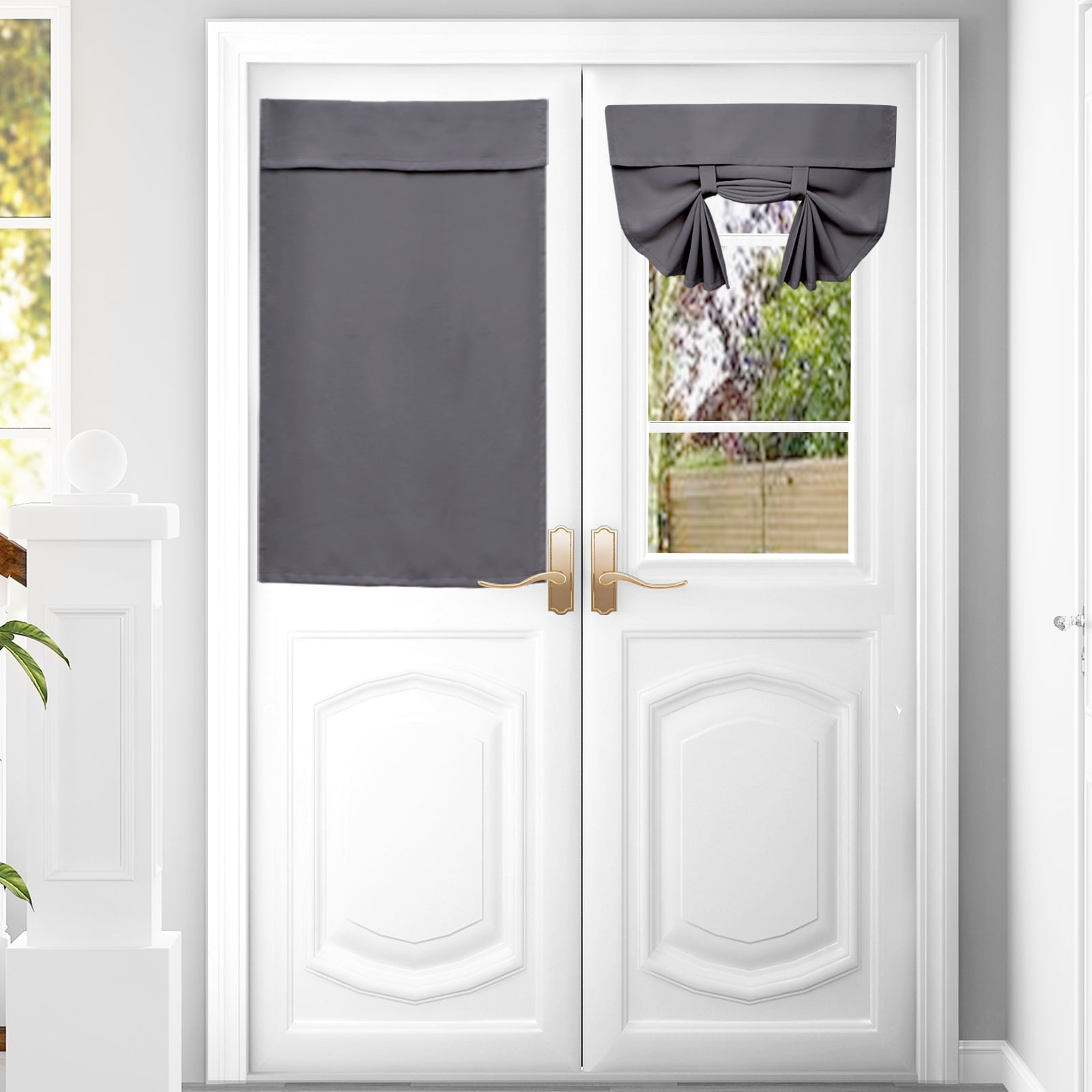 KBOOK 1 Panel Blackout French Door Curtain Self-Adhesive Door Window ...