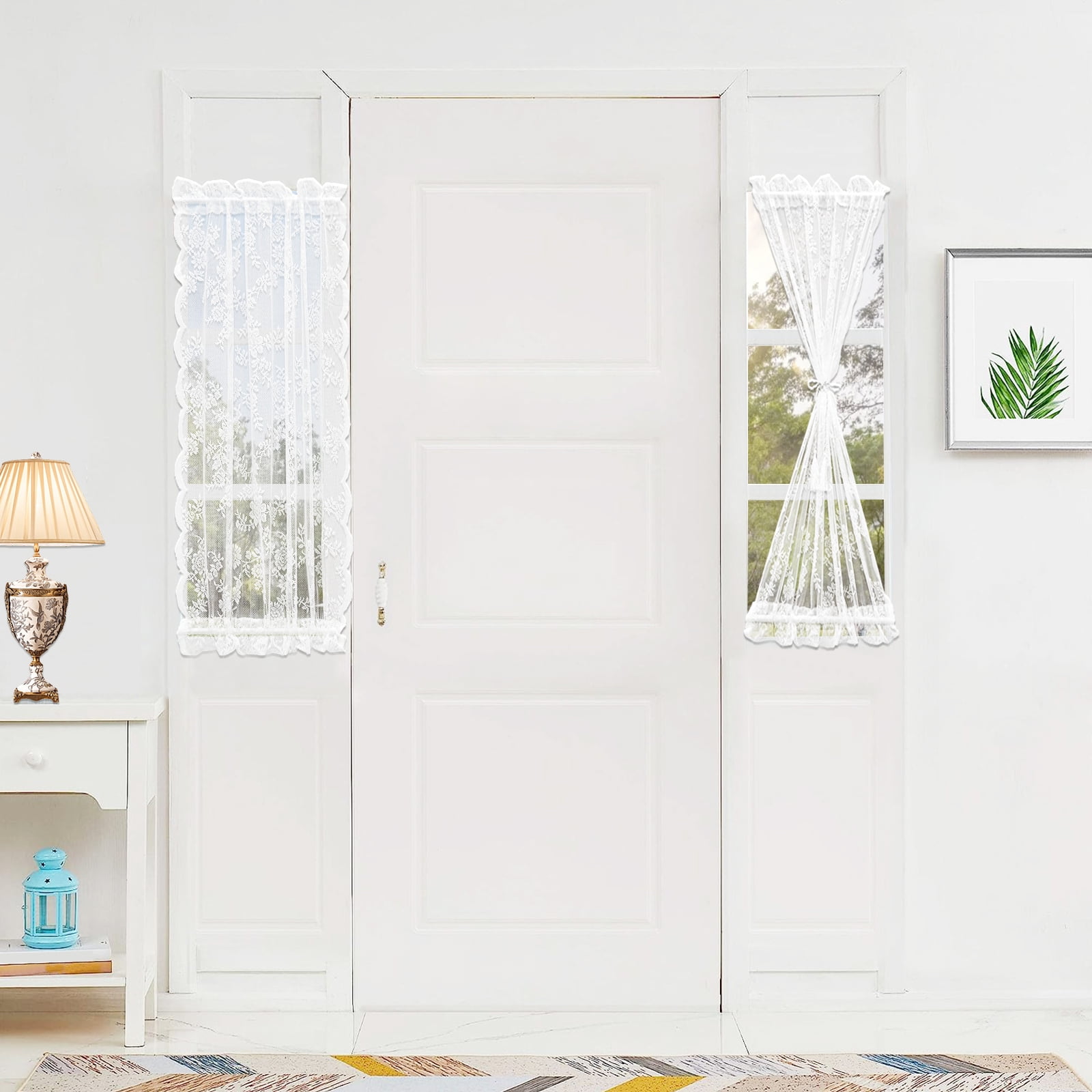 KBOOK Sheer Lace French Door Curtain, Floral Design, Window Light, 30 ...