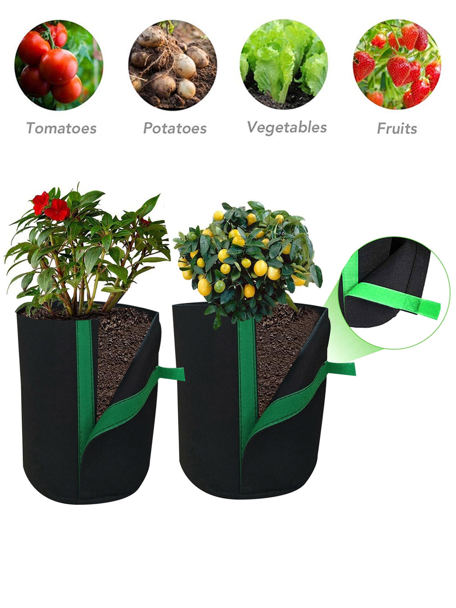 KBOOK 2-Pack 3 Gallon Grow Bag Garden Planter Bags Nonwoven Fabric Pots ...