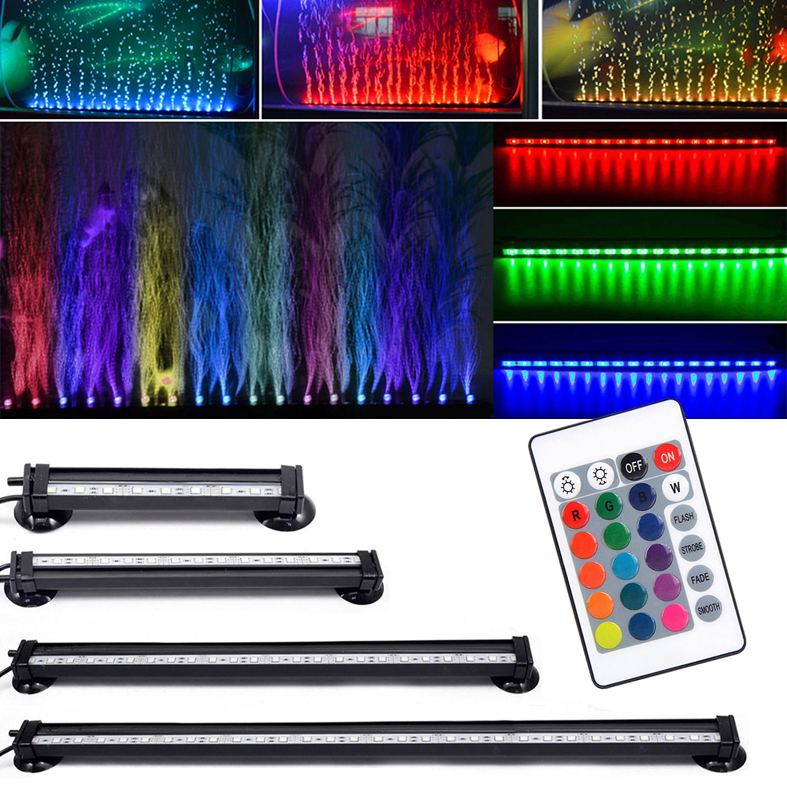 KBOOK Aquarium Fish Tank LED Light RGB Air Bubble Light With Remote ...