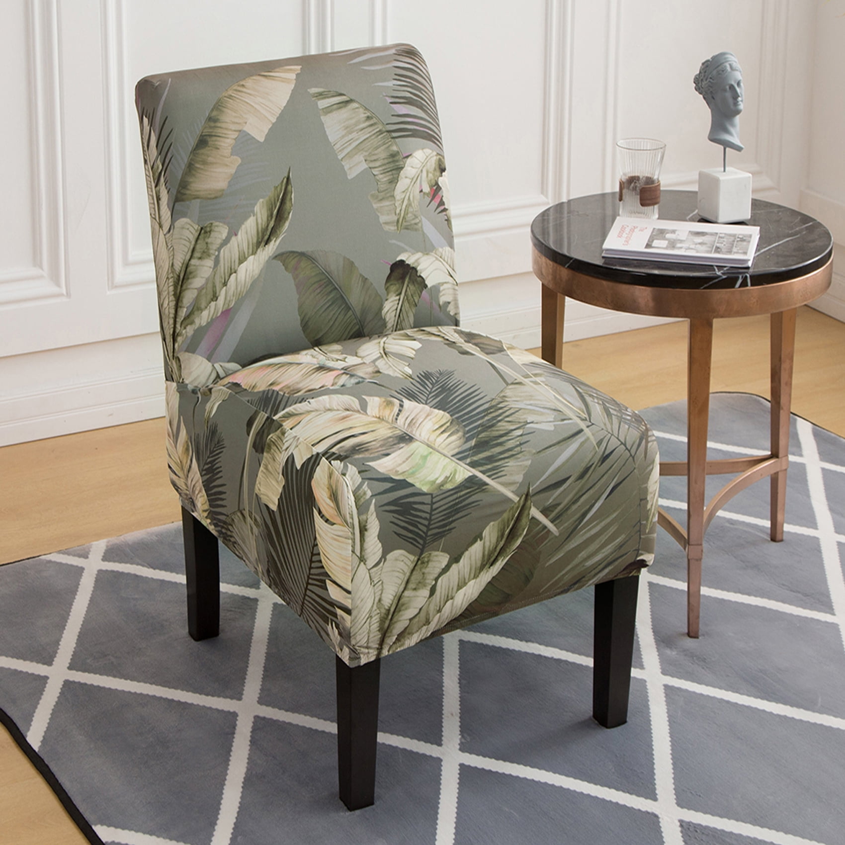 KBOOK Armless Accent Chair Cover Slipcover Printed Stretch Accent Chair ...