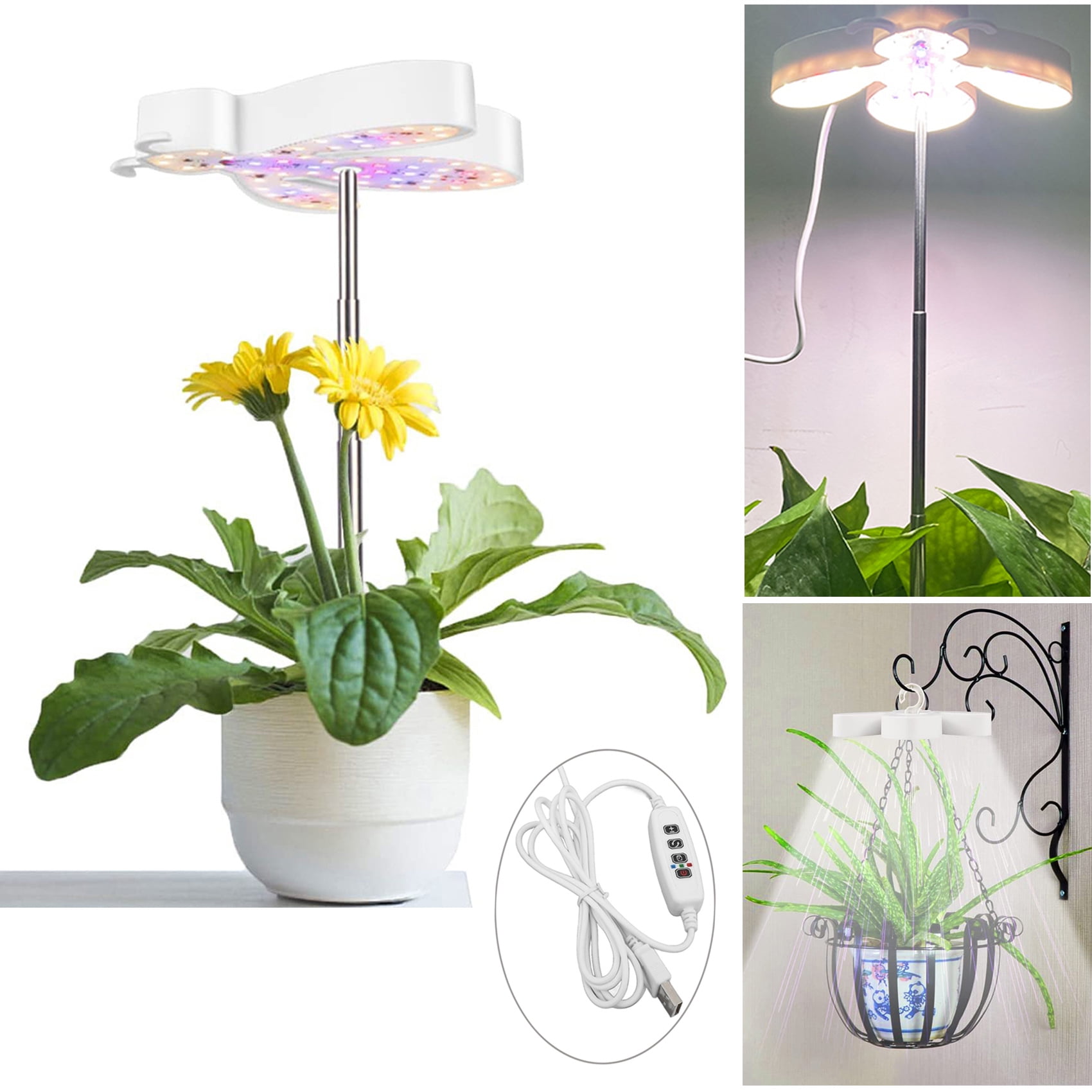 KBOOK Bee Shaped Grow Lights for Indoor Plant Height Adjustable Full ...