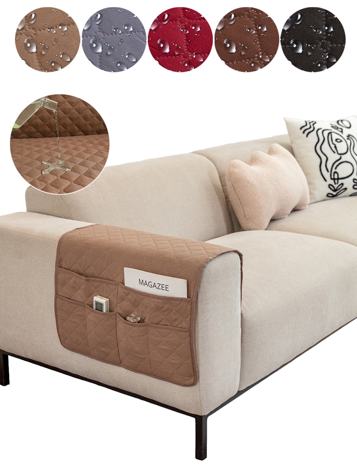 KBOOK Couch Sofa Chair Armrest Organizer Waterproof Double Sided ...