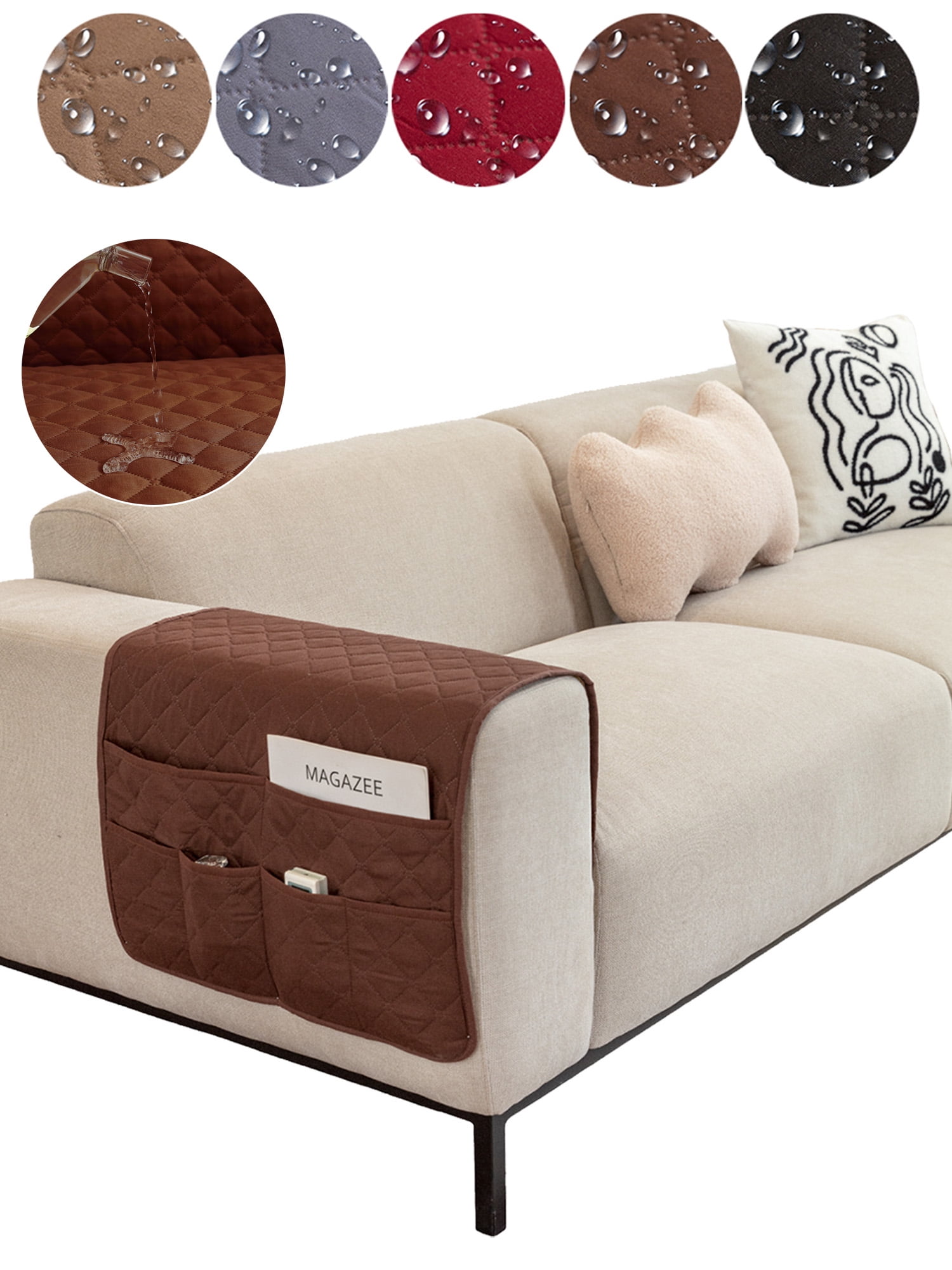 KBOOK Couch Sofa Chair Armrest Organizer Waterproof Double Sided ...