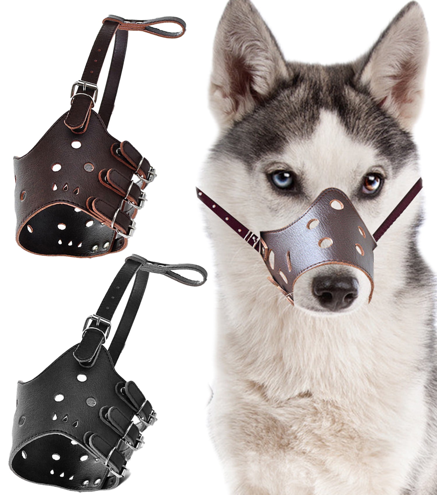 KBOOK Dog Muzzle for Medium Large X-Large Dogs Pu Leather Puppy Muzzles ...