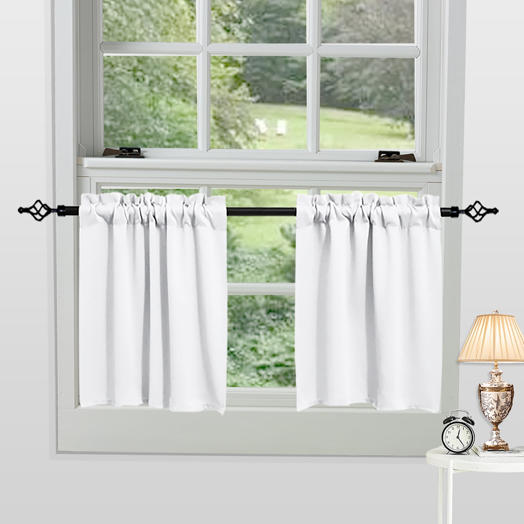 KBOOK Kitchen Curtain Blackout Short Curtains for Small Window Bathroom ...