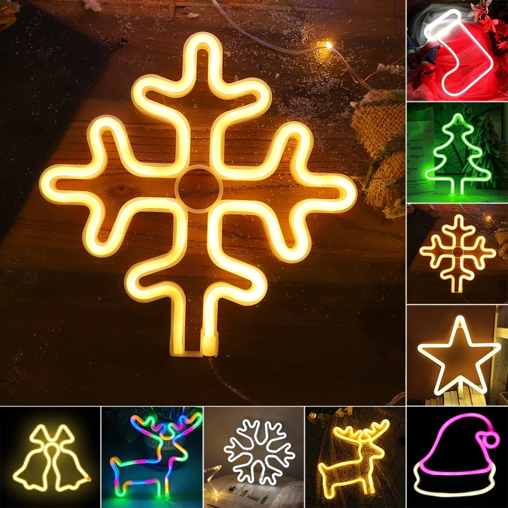 KBOOK LED Neon Sign Lights Christmas Shaped Neon Lights Tree Jingle ...