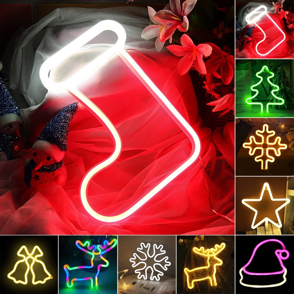 Kbook Christmas Neon Lights, USB Battery Powered LED Sign, Tree, Deer ...