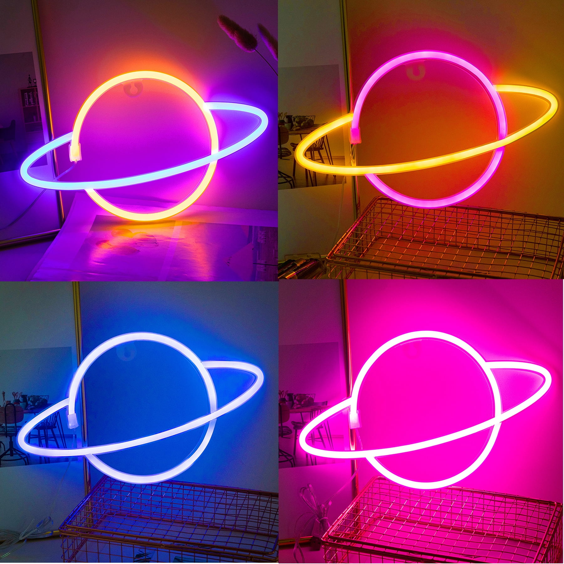 KBOOK Neon Light Sign for Wall Decor Space Planet Neon Sign for Home ...