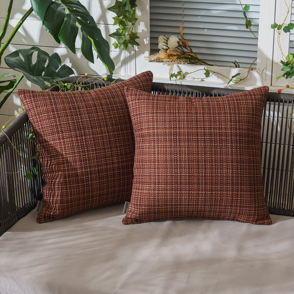 KBOOK Outdoor Throw Pillow Covers Waterproof Weave Pillow Cases for ...