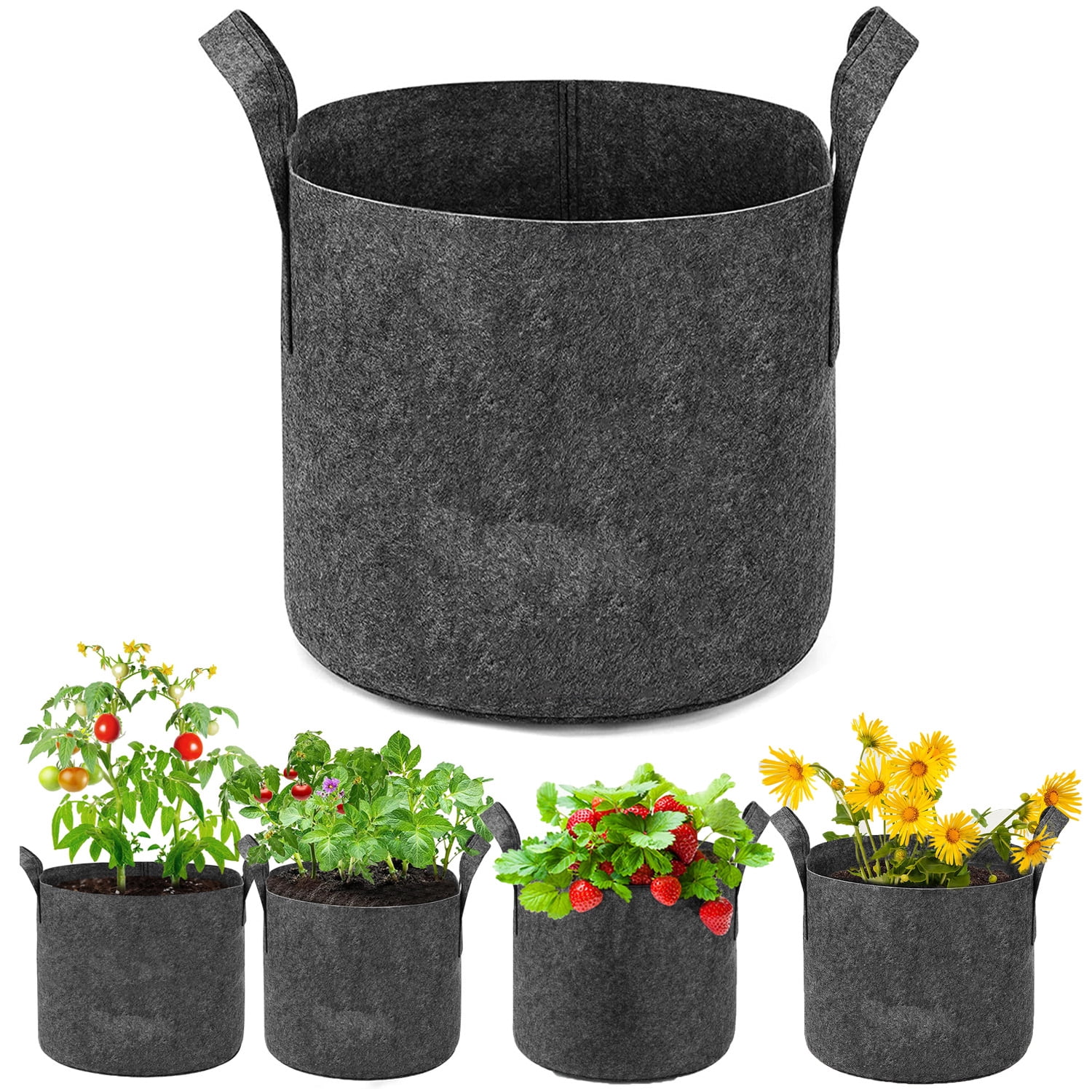 KBOOK Plant Grow Bags 3/5/7/10 Gallon Garden Bags Fabric Planting Pots ...