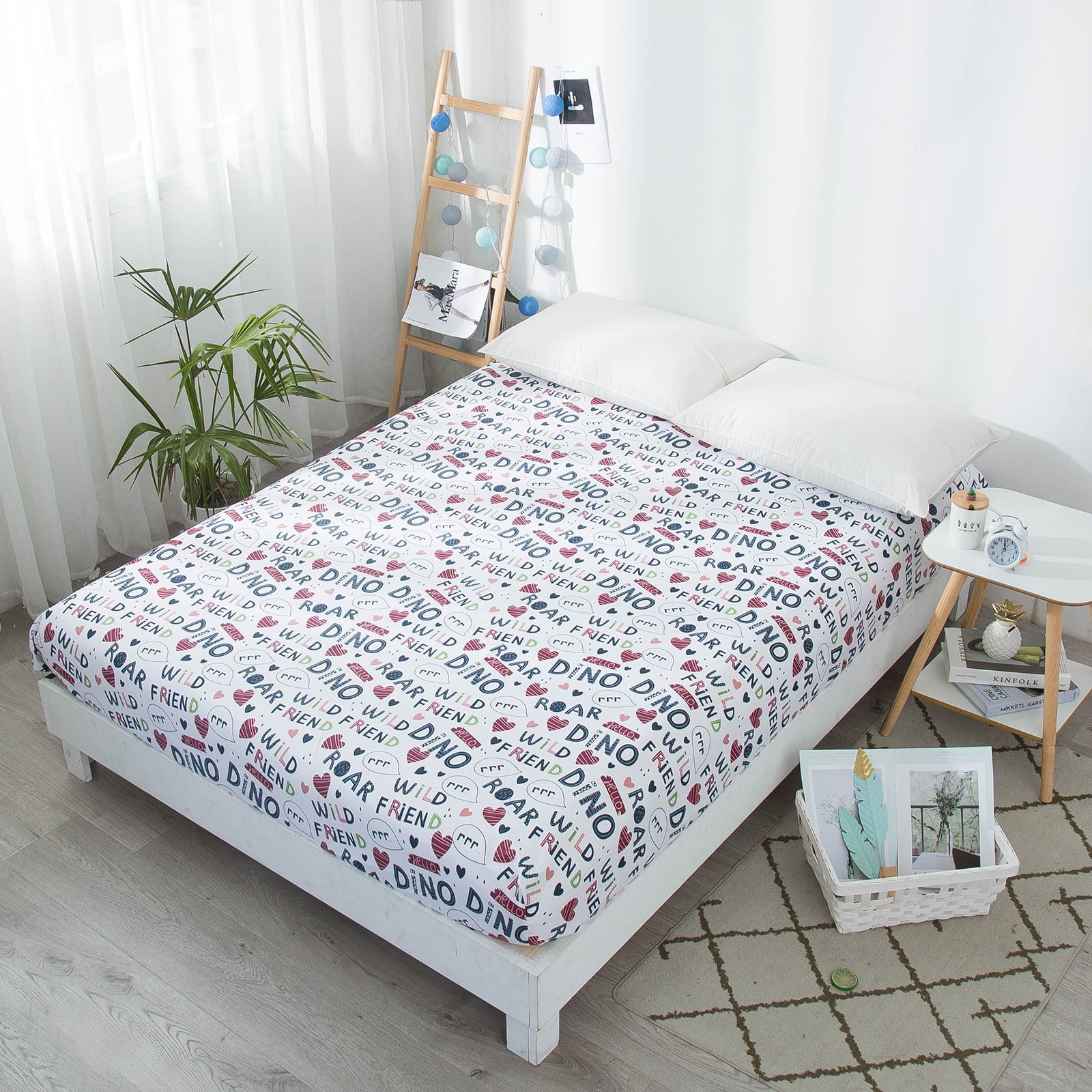 KBOOK Queen Fitted Sheet for Kids Cartoon Bed Sheet Breathable Soft ...