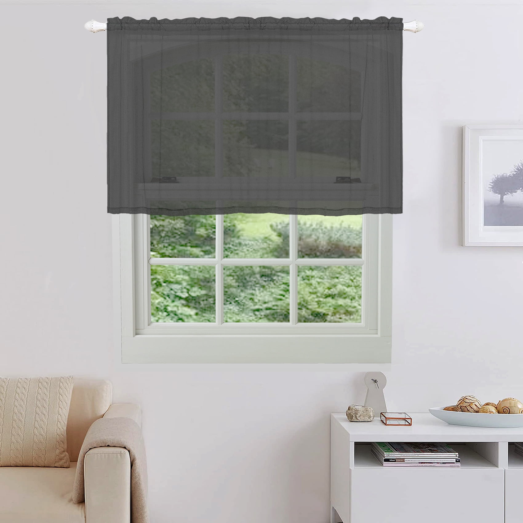 KBOOK Short Curtain for Kitchen Small Window 33"x 24" Rod Pocket Semi ...