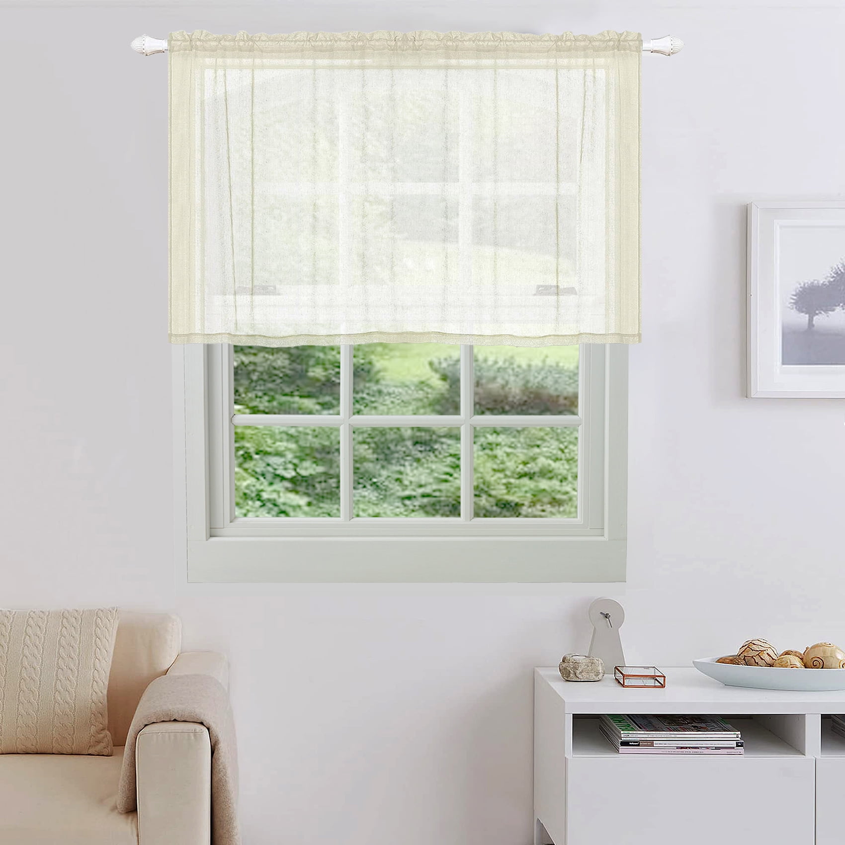 KBOOK Short Curtain for Kitchen Small Window 33"x 30" Rod Pocket Semi ...