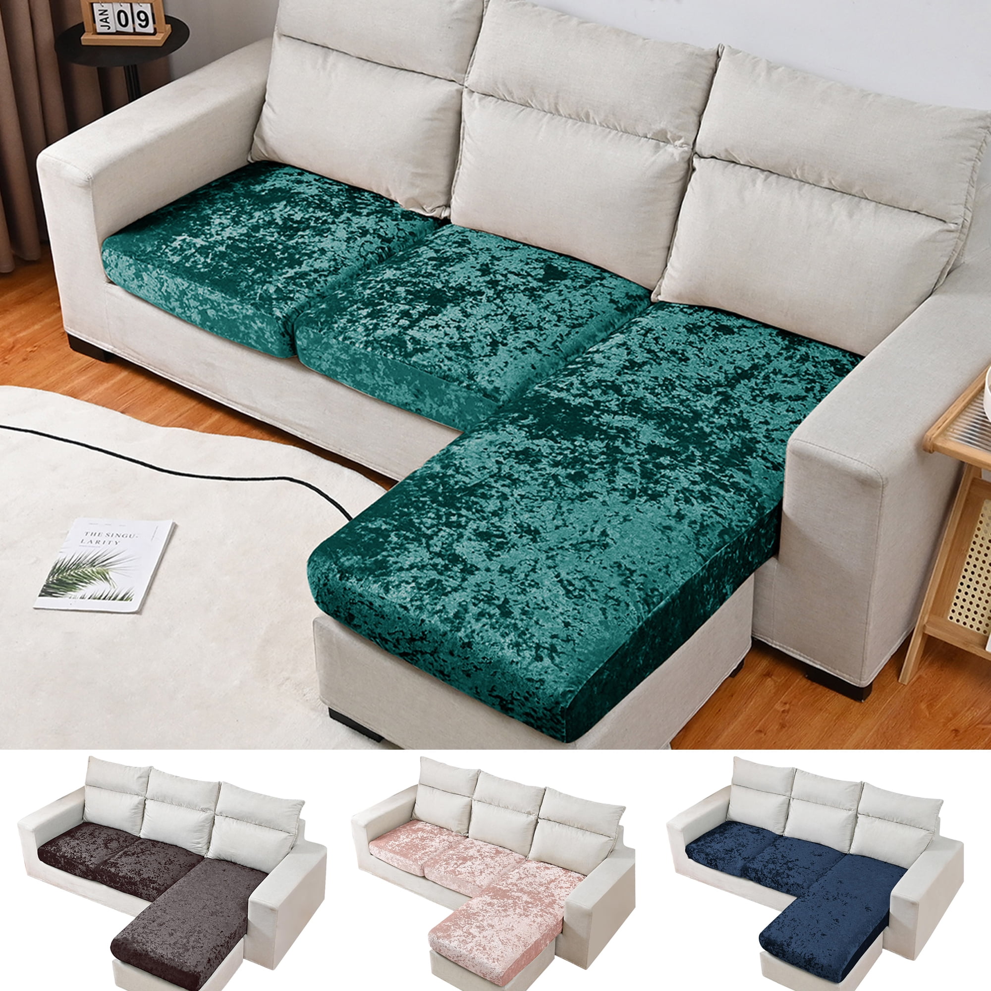 KBOOK Sofa Cushion Covers Stretch Velvet Sofa Slipcover Sofa Seat ...