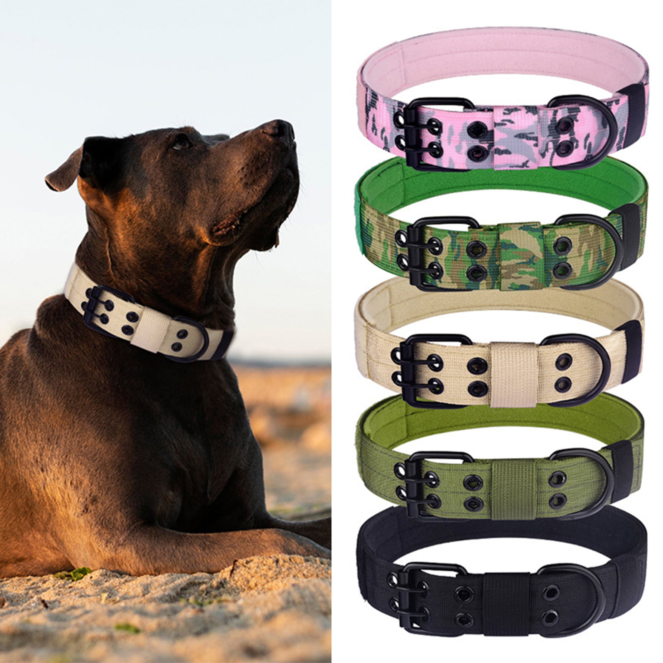 KBOOK Tactical Dog Collar Adjustable Puppy Collars Heavy Duty Nylon ...