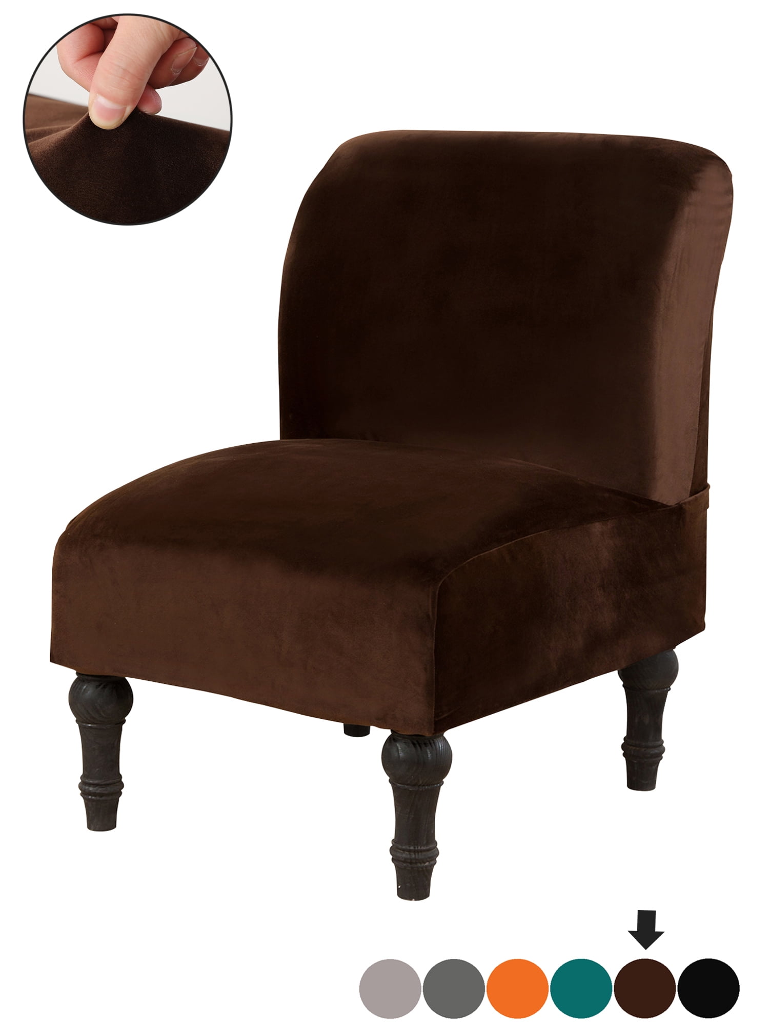 KBOOK Velvet Accent Chair Covers Stretch Armless Chair Slipcover ...