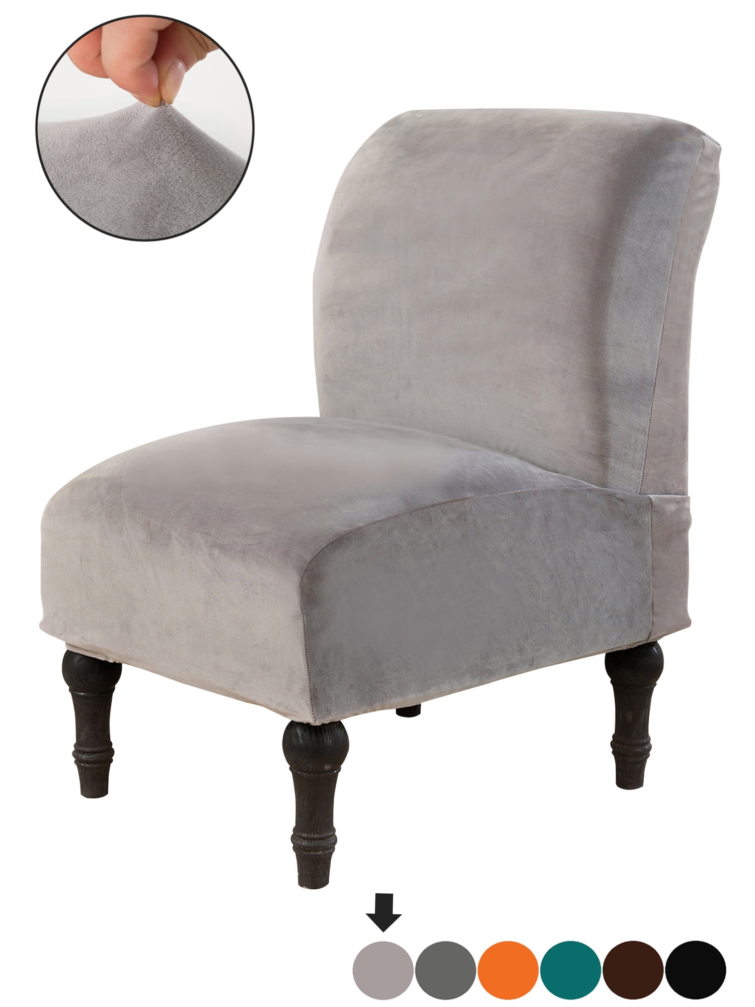 KBOOK Velvet Accent Chair Covers Stretch Armless Chair Slipcover ...