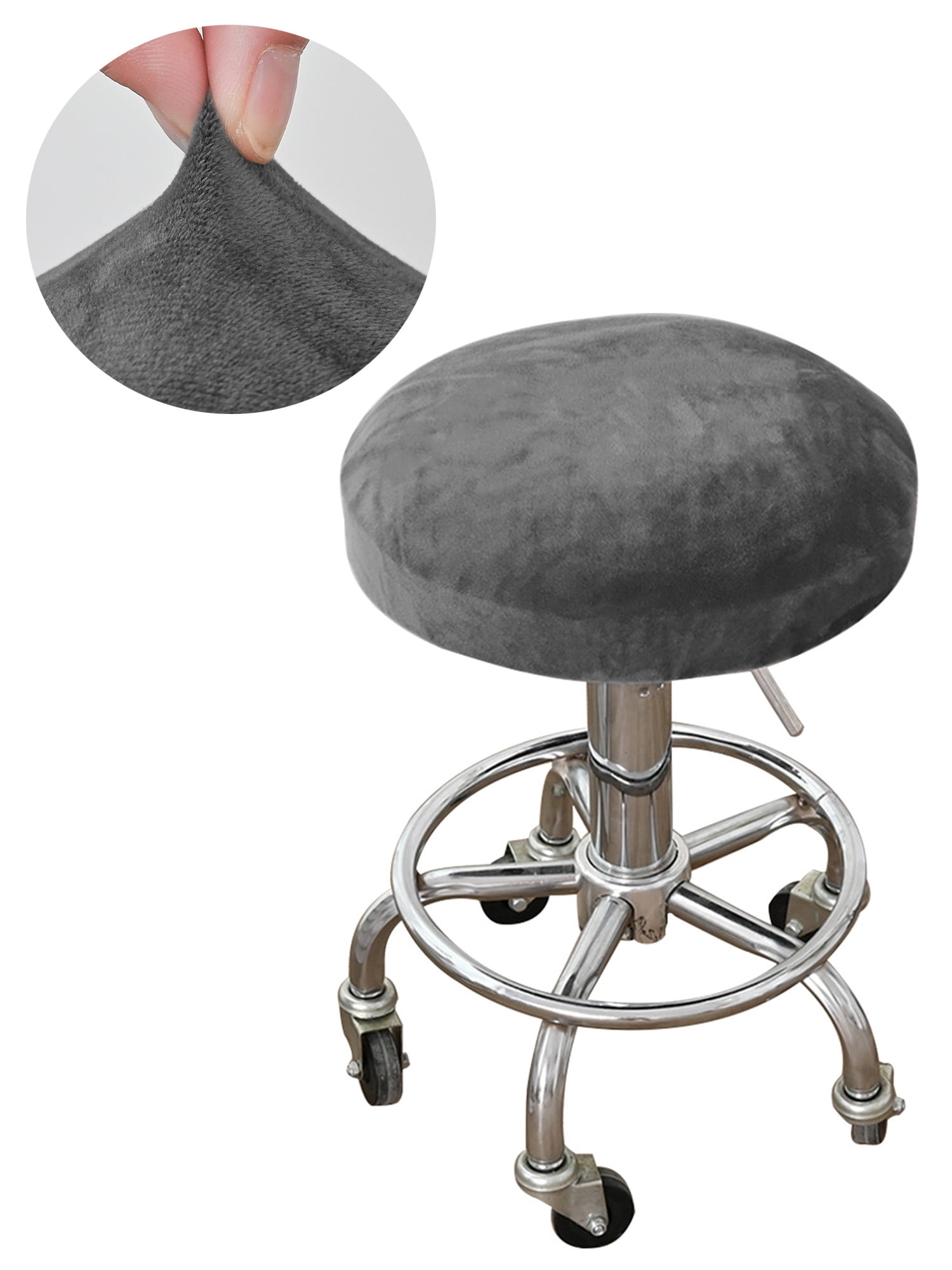 KBOOK Velvet Bar Stool Cover Round Stool Cushion Slipcover for Dining ...