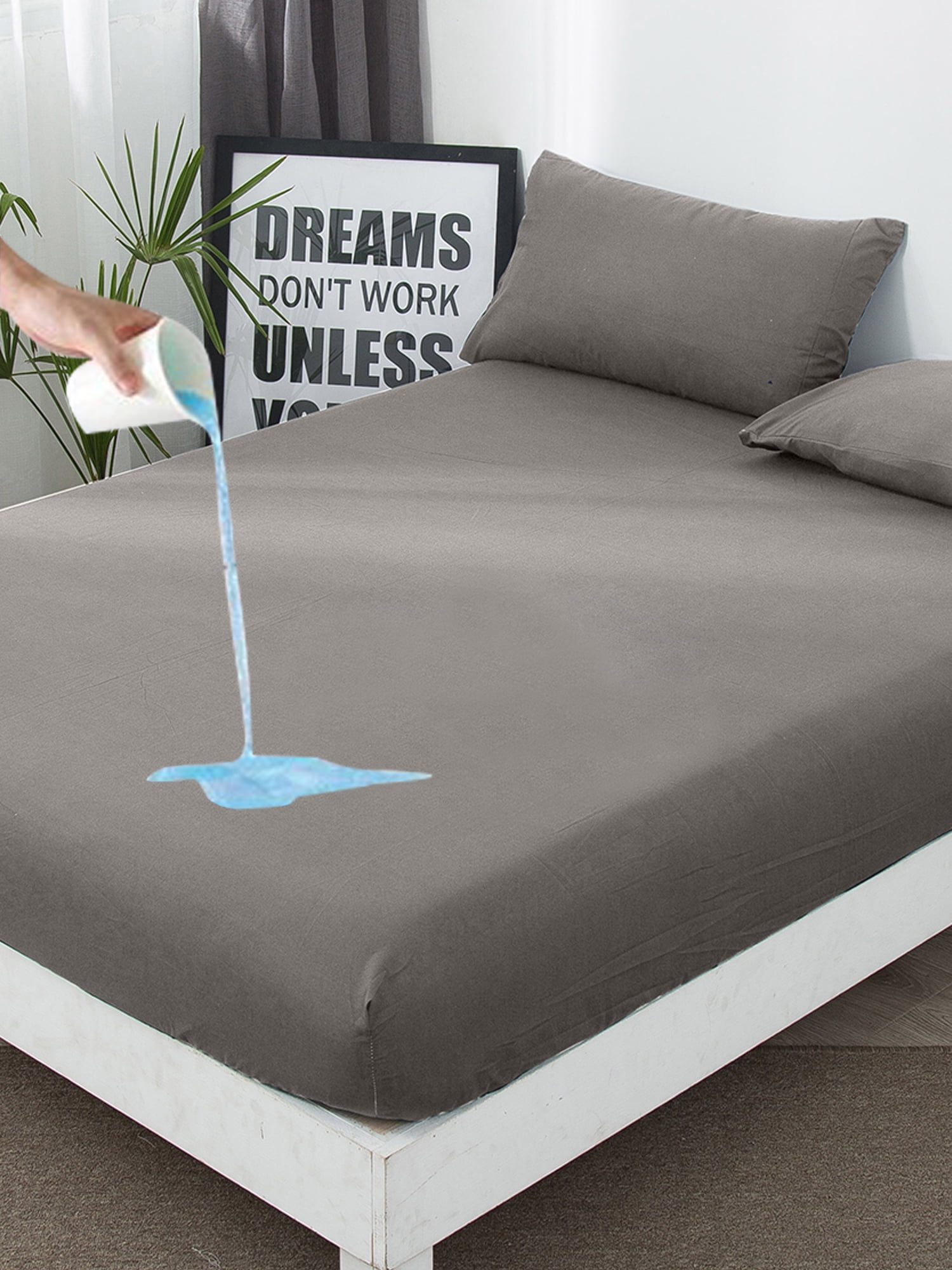 KBOOK Waterproof Fitted Sheet Bed Mattress Protector Breathable Mattress Pad Cover(Full,Gray ...