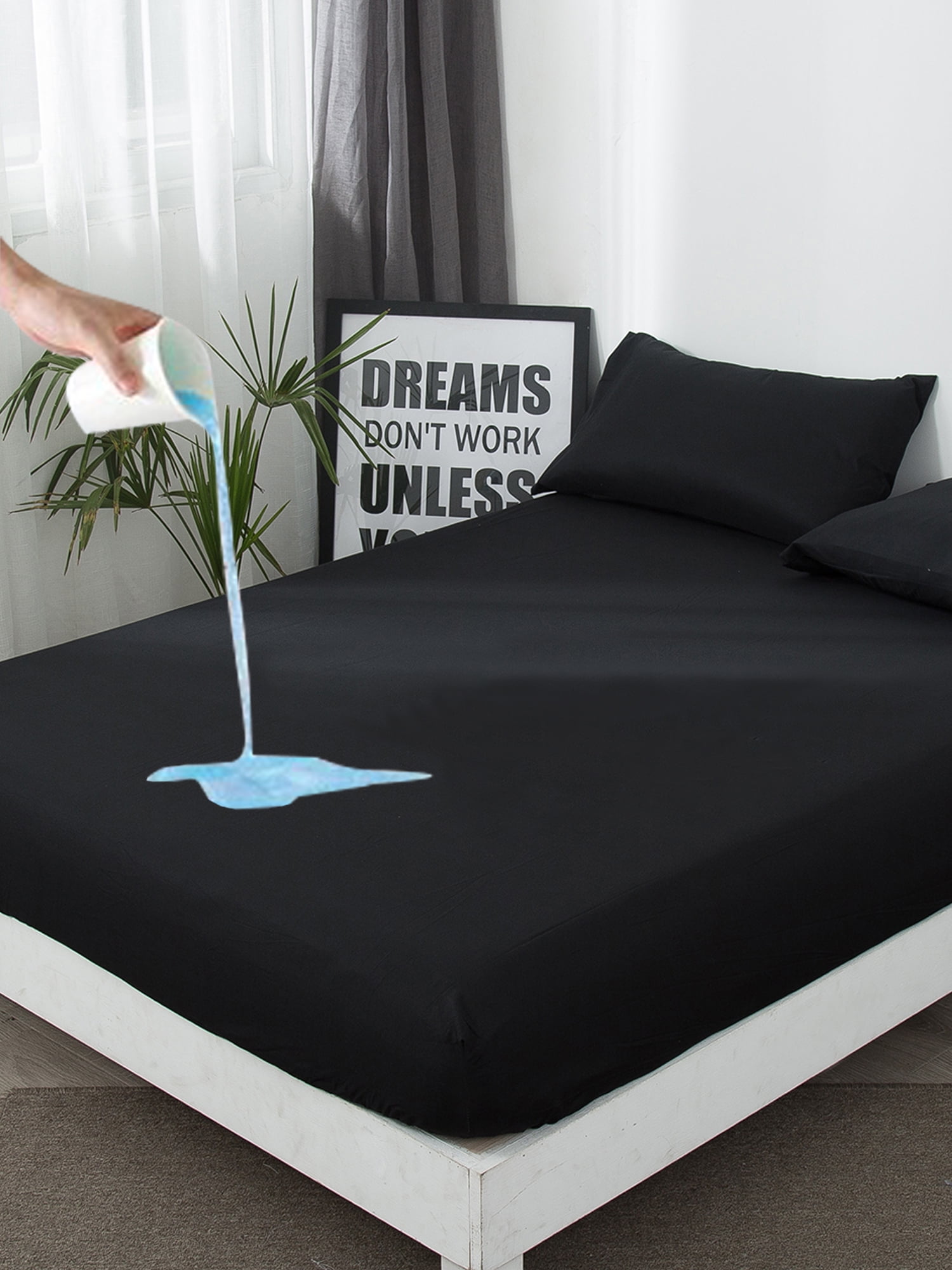 KBOOK Waterproof Fitted Sheet Bed Mattress Protector Breathable Mattress Pad Cover(Twin,Black ...
