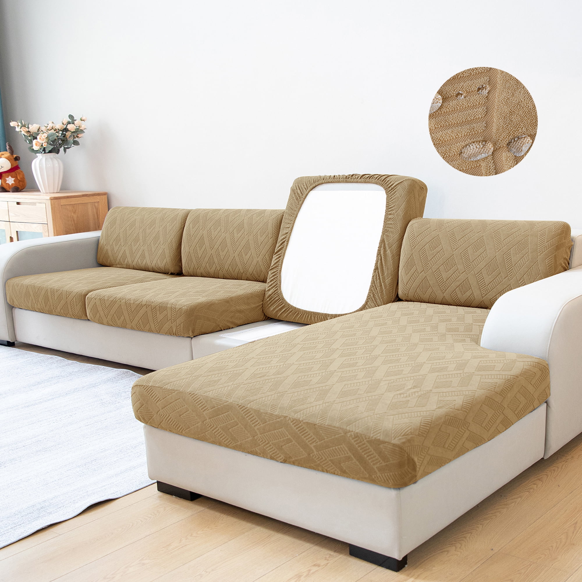 KBOOK Waterproof Sofa Cushion Cover 1/2/3 Stretch Couch Cushion Cover L ...