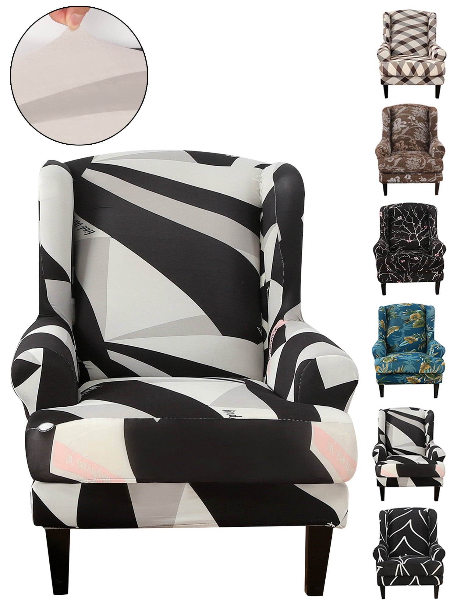 KBOOK Wing Chair Covers 2-Piece Wingback Armchair Chair Slipcovers Sofa ...