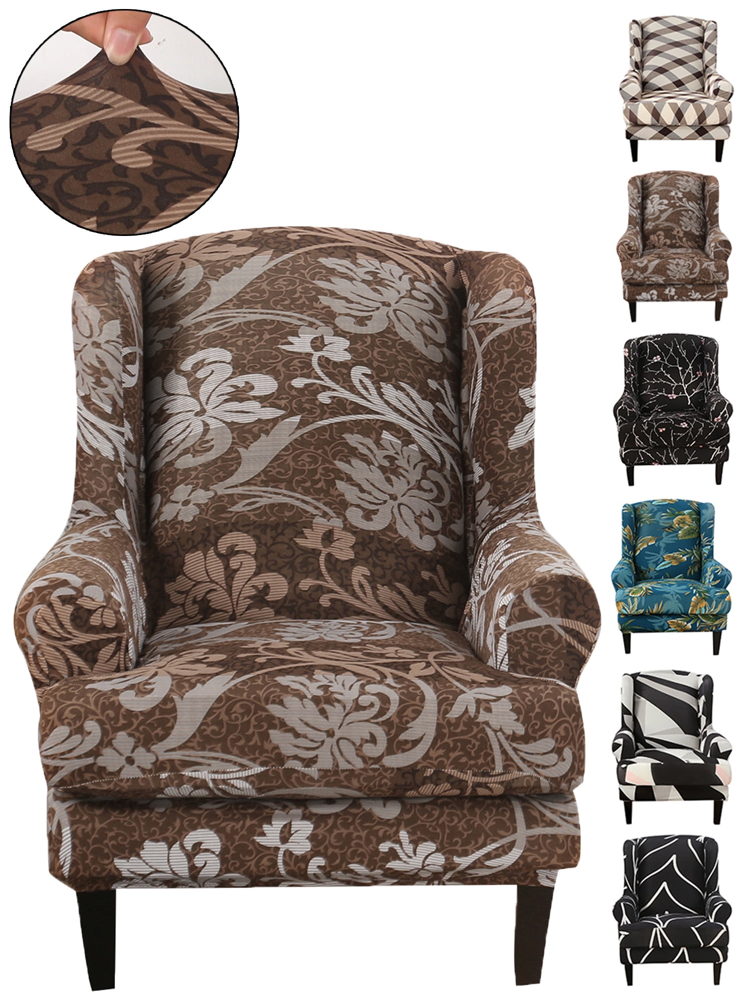 KBOOK Wing Chair Covers 2-Piece Wingback Armchair Chair Slipcovers Sofa ...