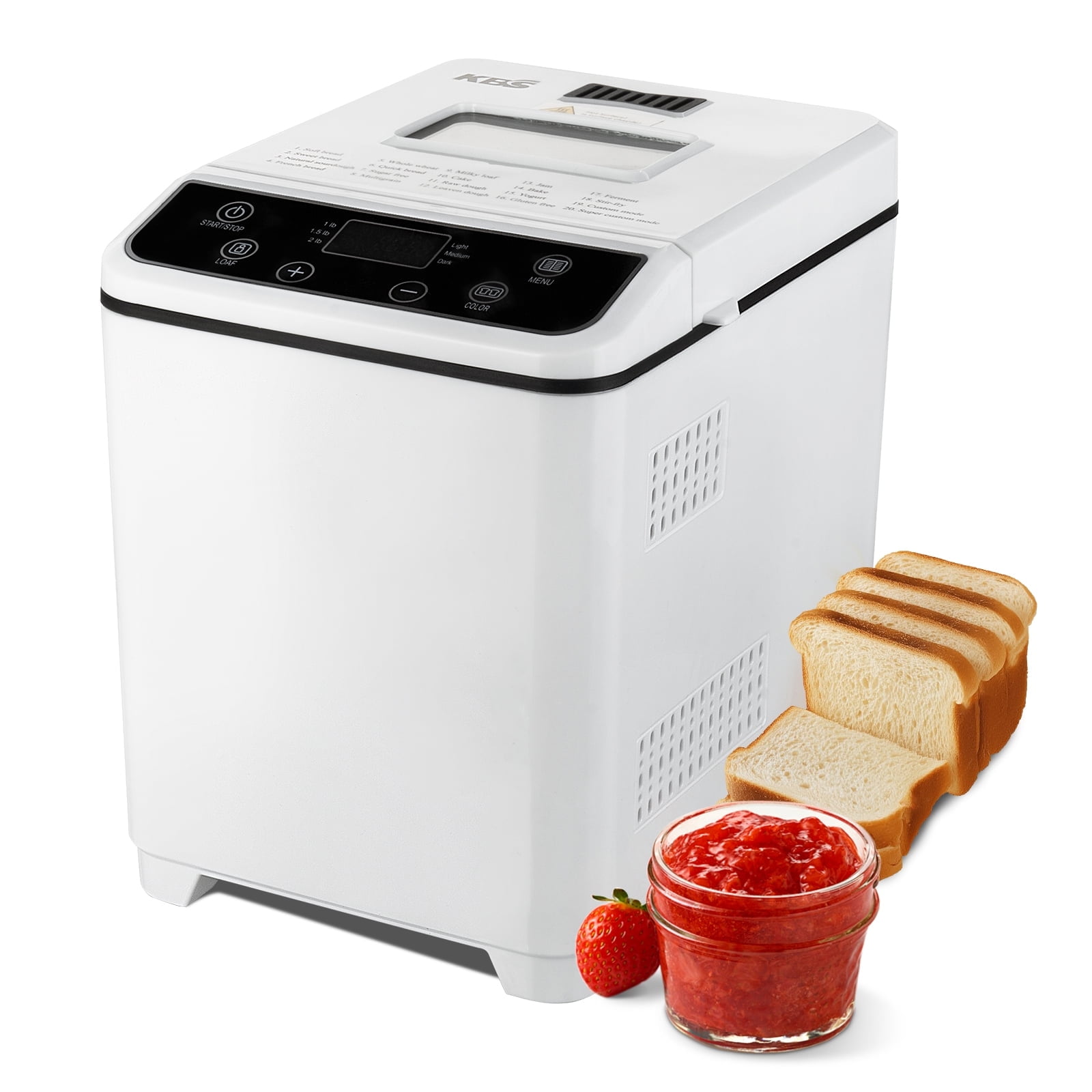 KBS 2LB 20-in-1 Bread Maker Machine with Automatic LCD display,2 Custom menus,15 Hour delay ...