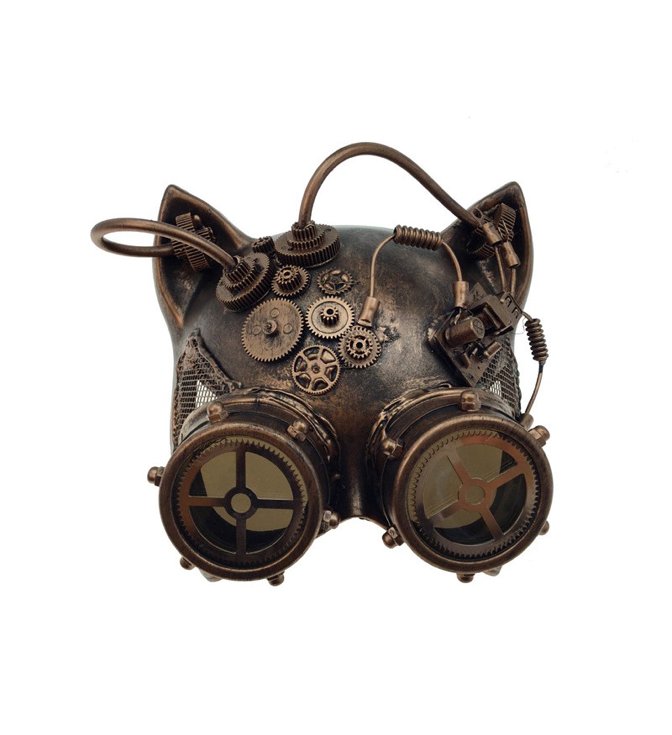 KBW Adult Unisex Steampunk Copper Cat Ear Helmet Mask with Goggles ...